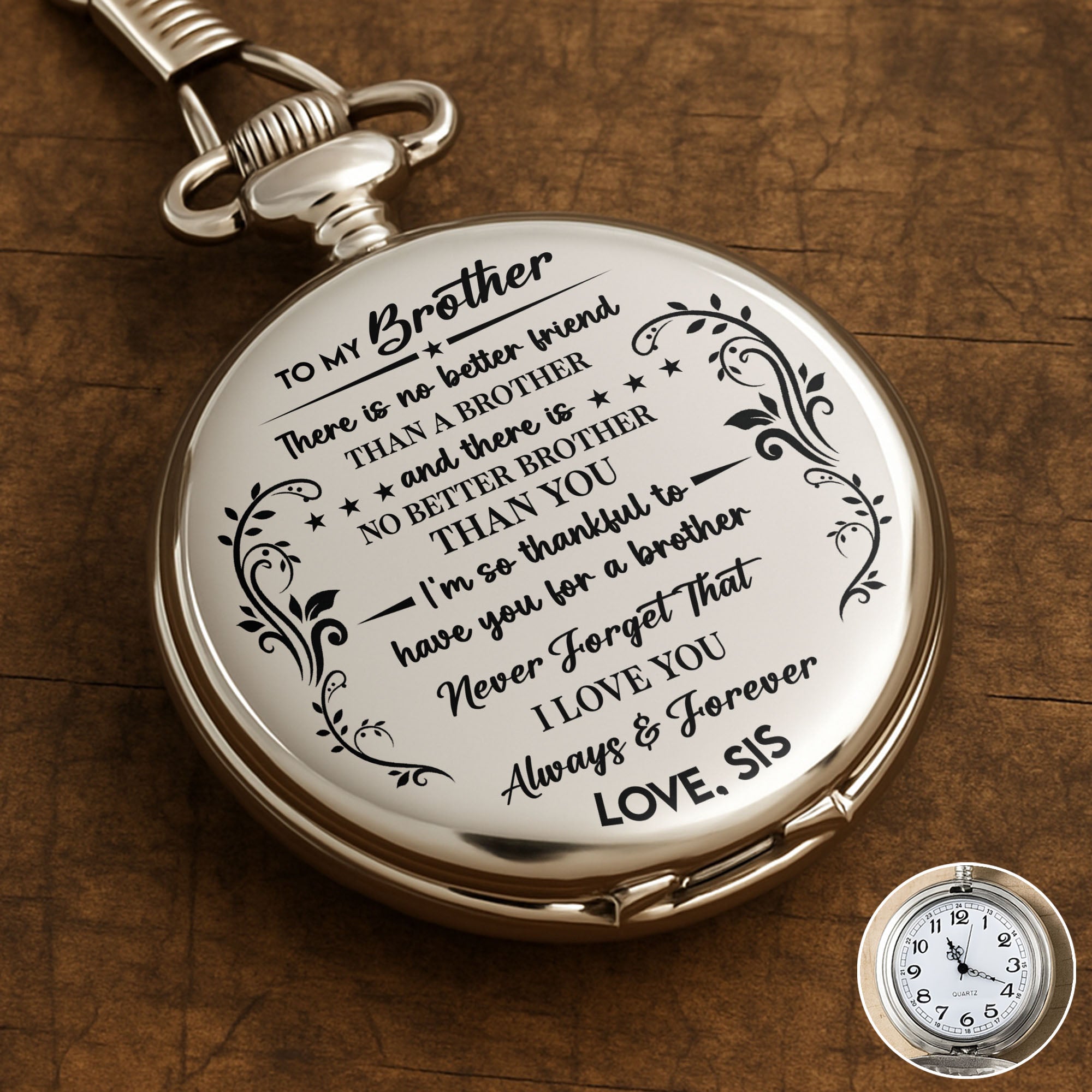 To My Brother, There Is No Better Friend, Silver Plated Pocket Watch ...