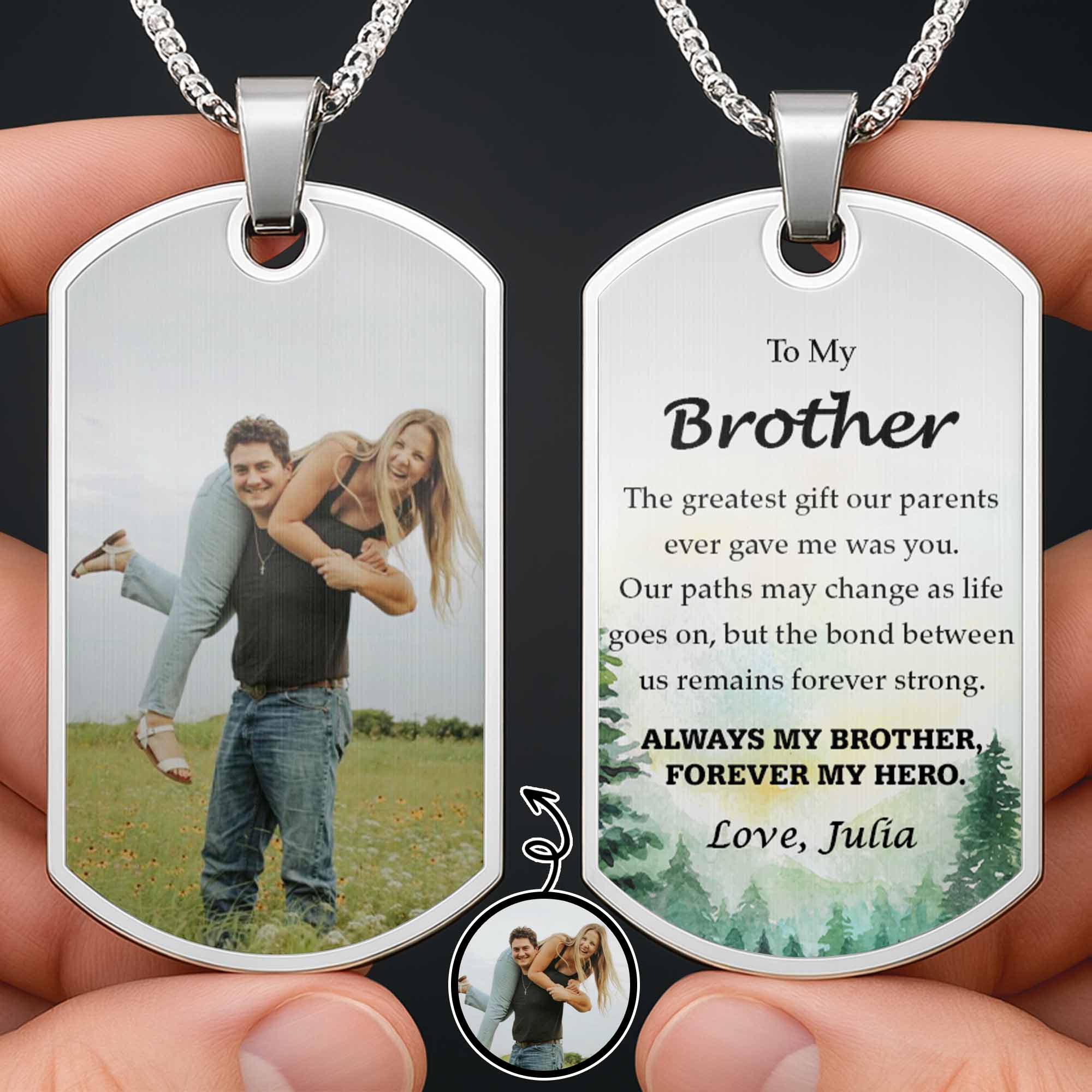 To My Brother, Always My Brother, Forever My Hero, Custom Dog Tag ...