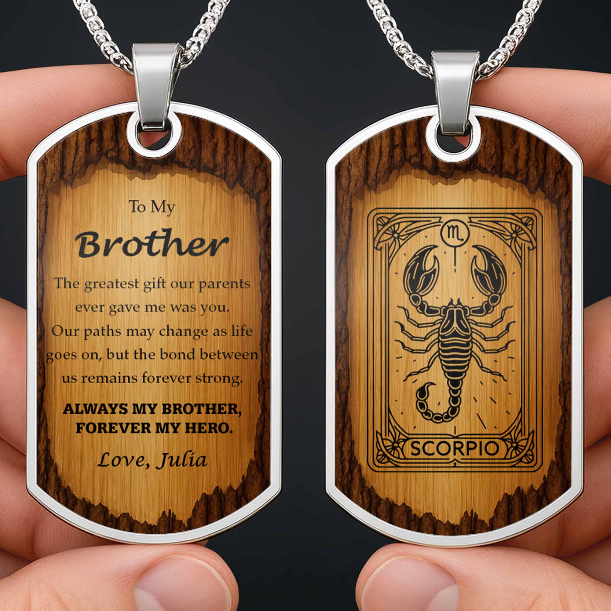 To My Brother, Bond Between Us, Scorpio Zodiac, Dog Tag Necklace, Gift ...