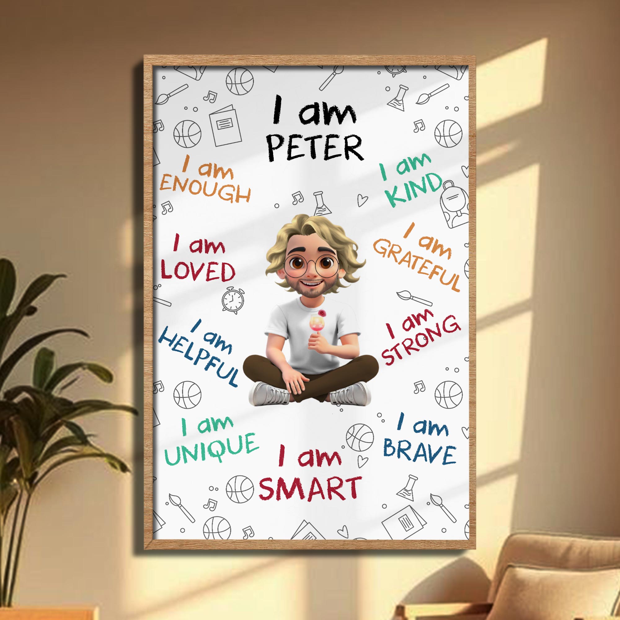 I Am Loved I Am Brave Positive Affirmations Cartoon Poster,Custom ...
