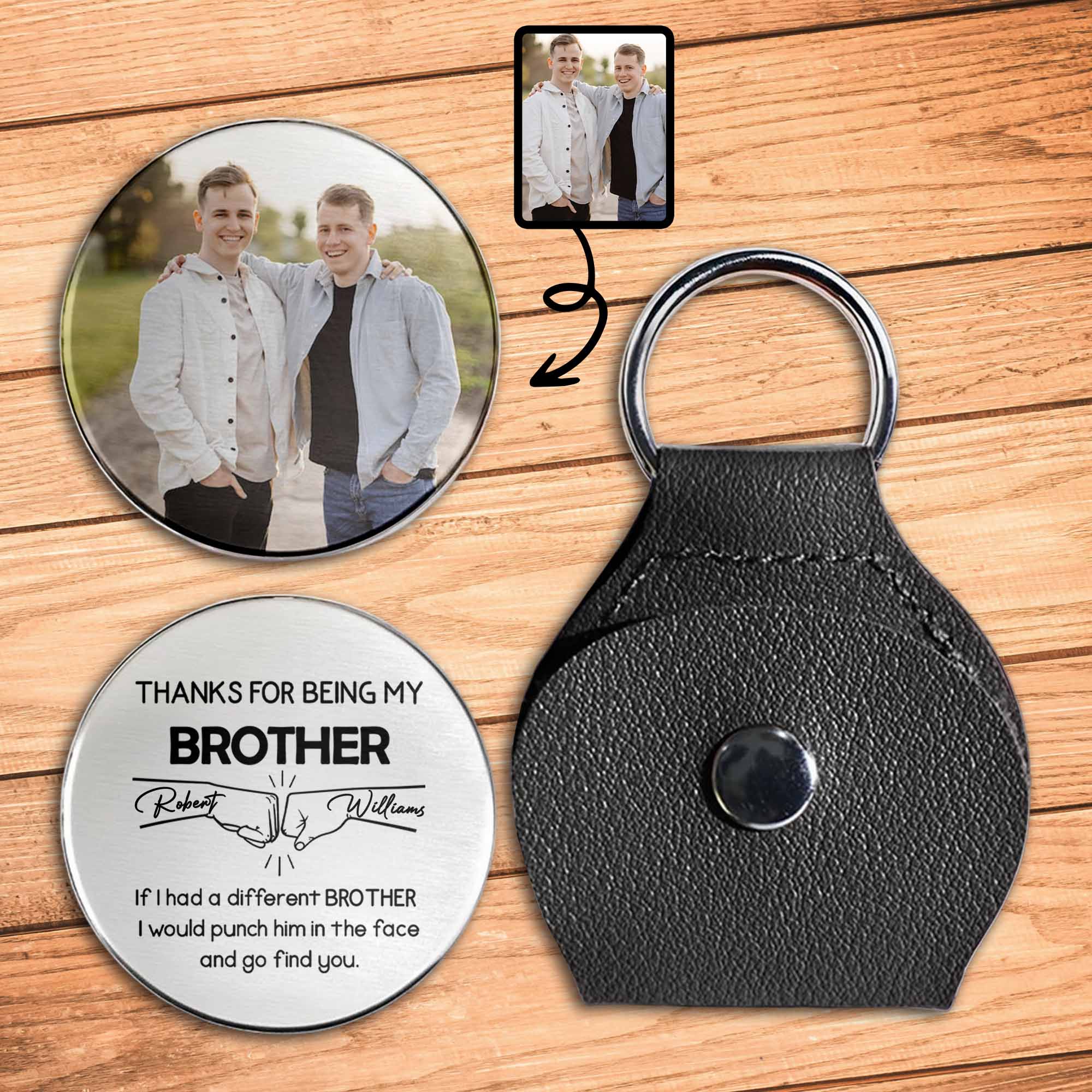 Thanks For Being My Brother, Keychain With Photo, Gift For Brothers ...