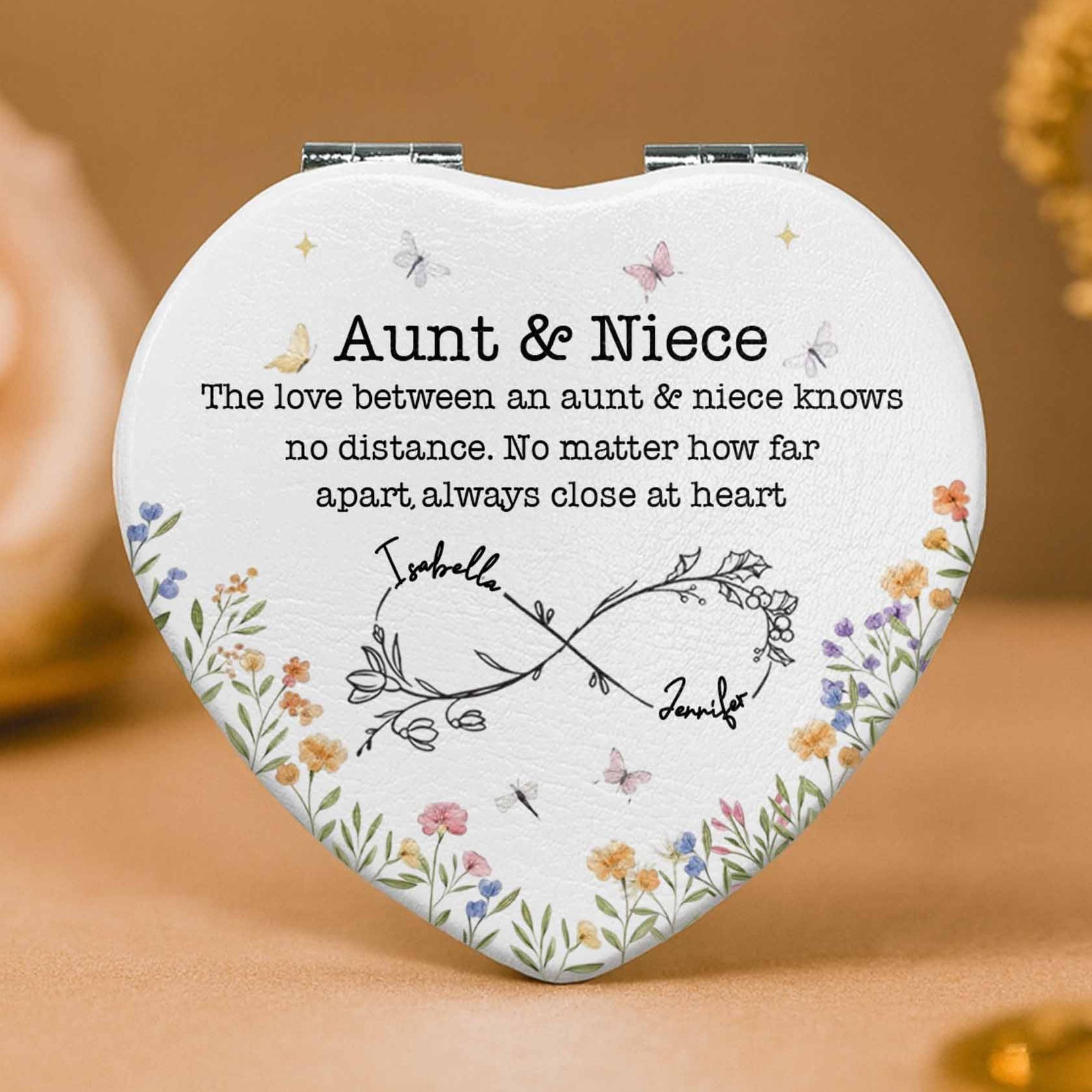 Love Between Aunt And Niece Always Close At Heart, Custom Heart Compact ...