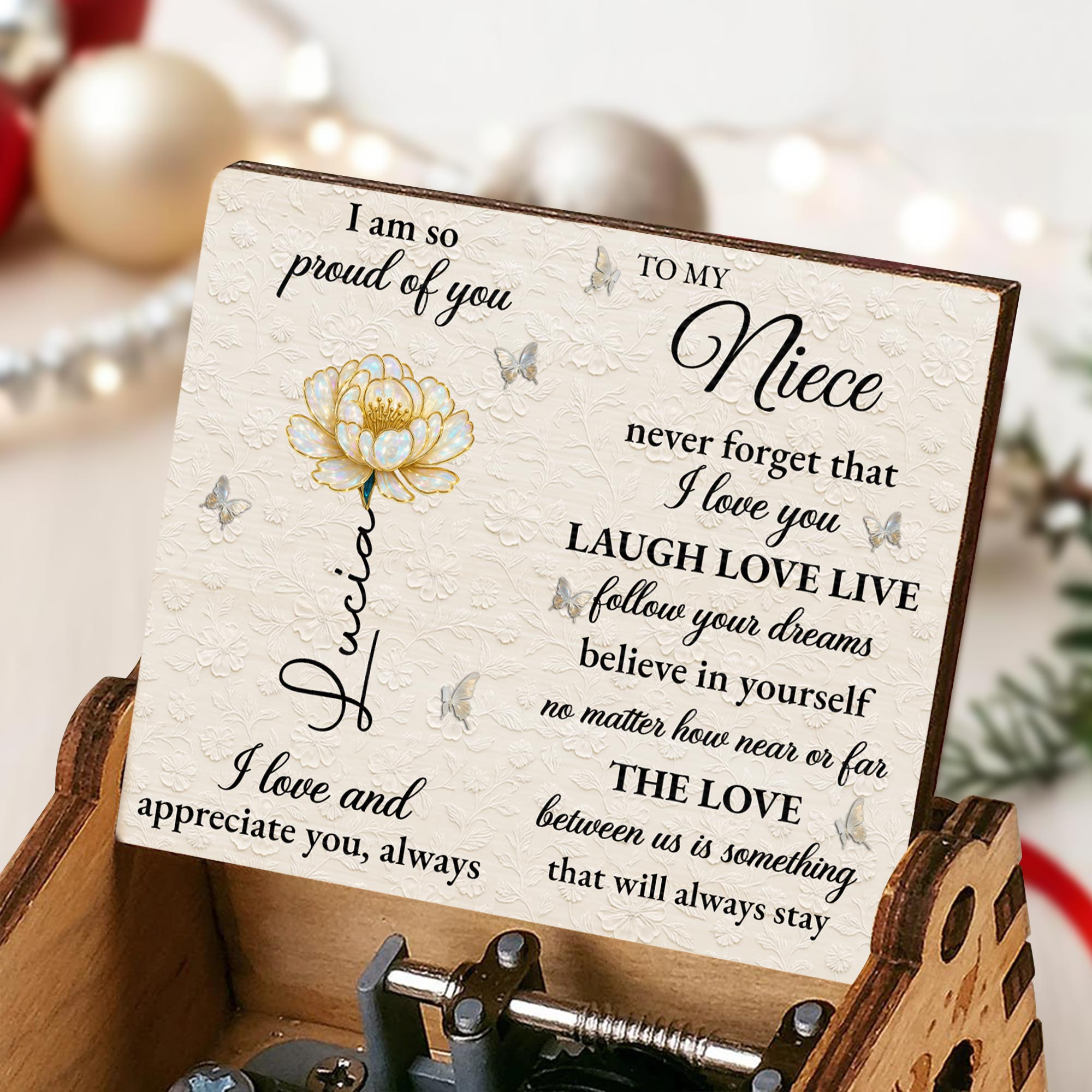 I Am So Proud Of You, Flower And Butterfly Design, Custom Music Box ...