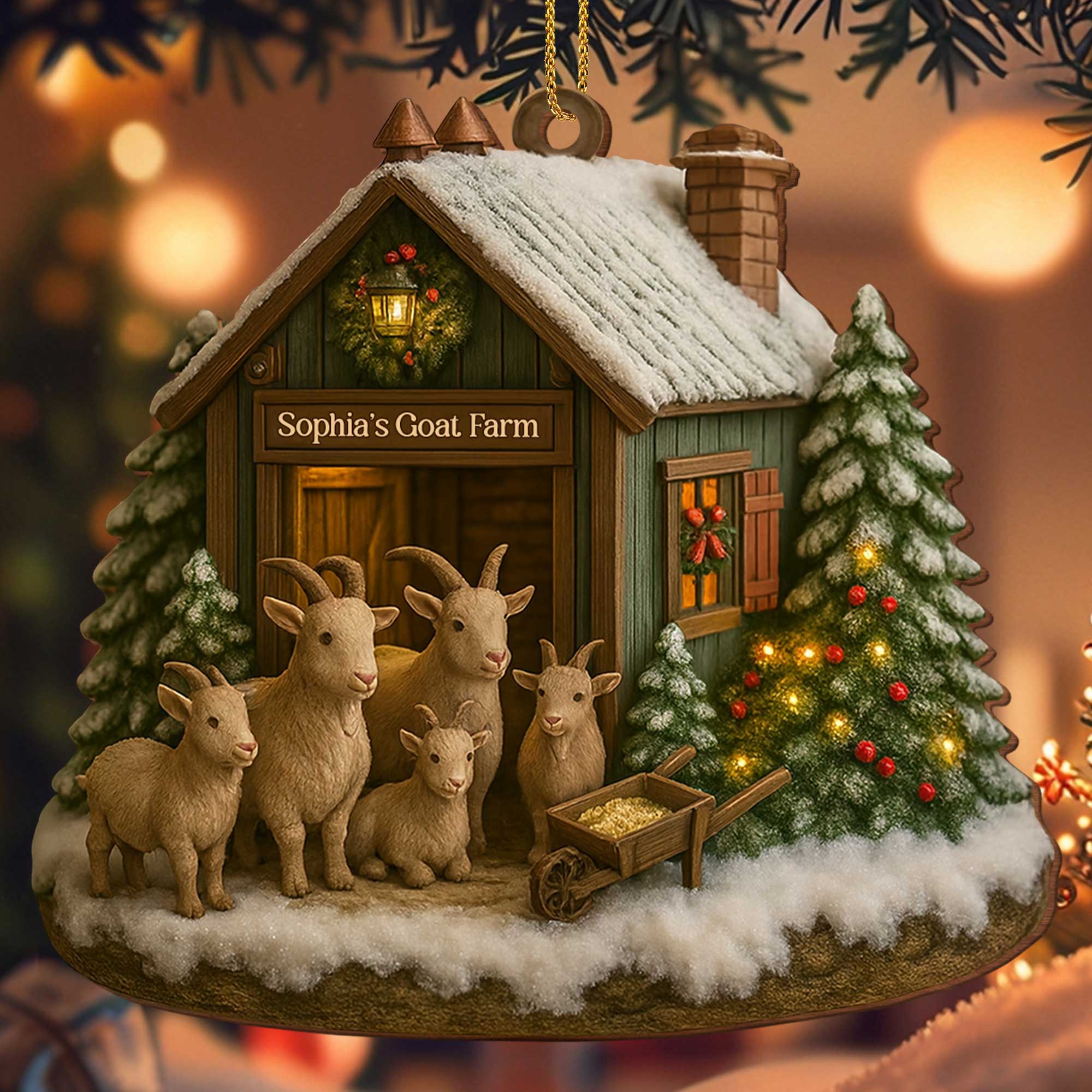 Sophia's Goat Farm, Goats and Christmas Tree, Custom Wood Ornament ...
