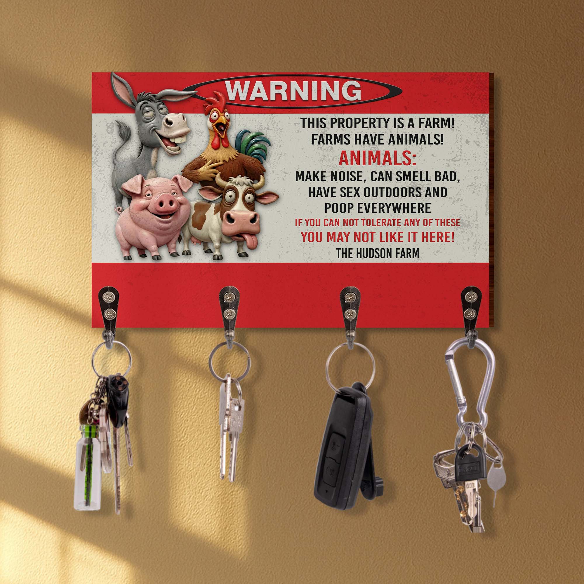 Warning This Property Is A Farm With Farm Animals, Personalized Key ...
