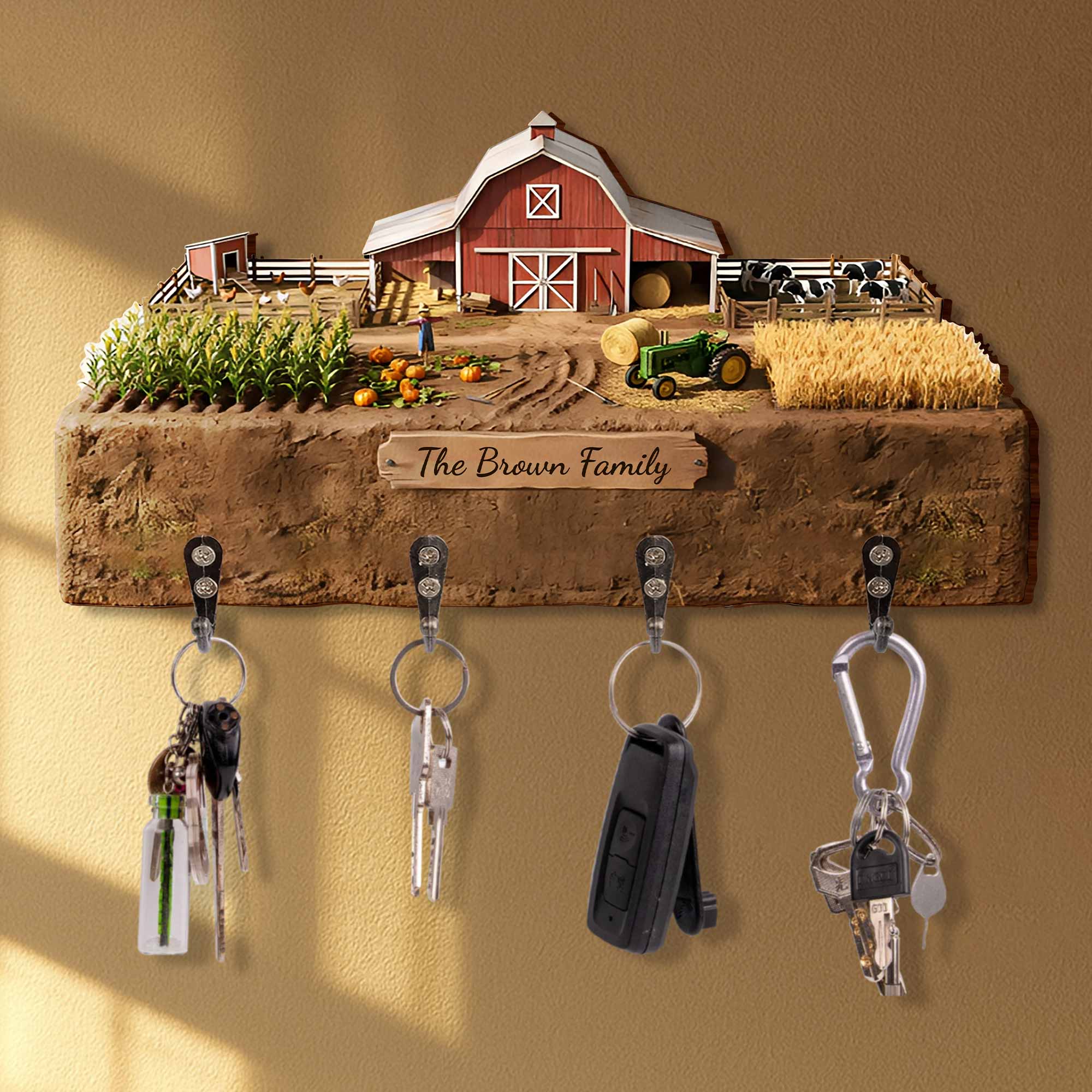 Beautiful Farm Scene Key Holder, Personalized Key Holder, Gift For Farm ...
