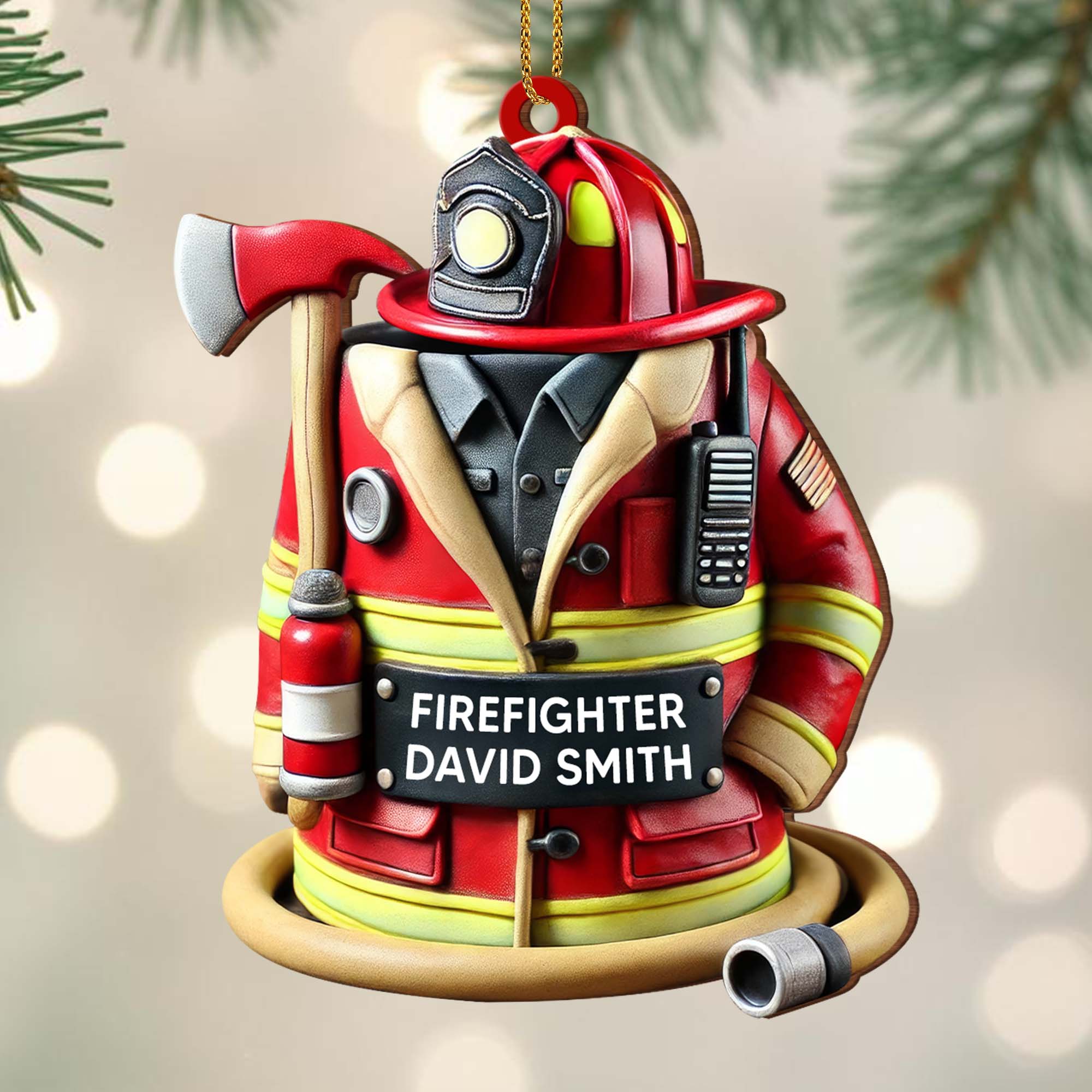 Customize This Firefighter Ornament,Personalized Custom Wood Ornament ...
