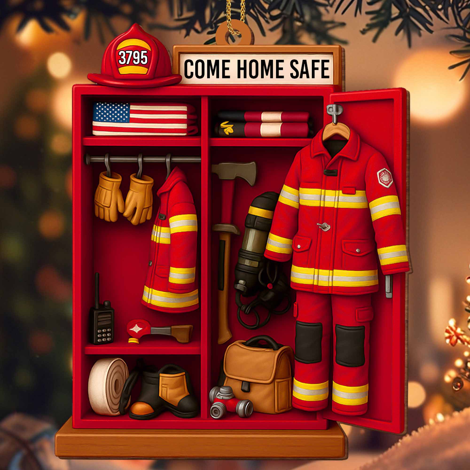 Come Home Safe Firefighter Uniform And Tools, Personalized Wood ...