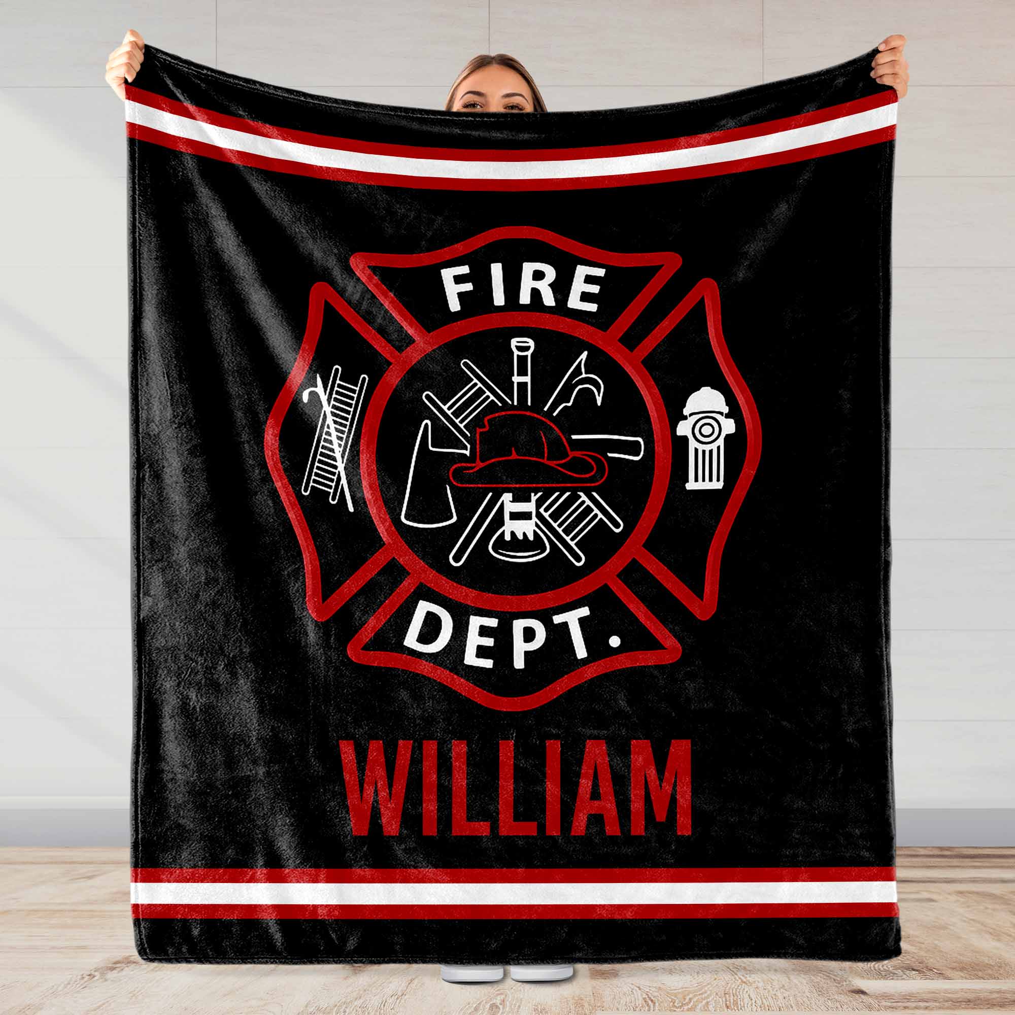 Fire Department Emblem With Firefighter Helmet And Axes, Personalized ...