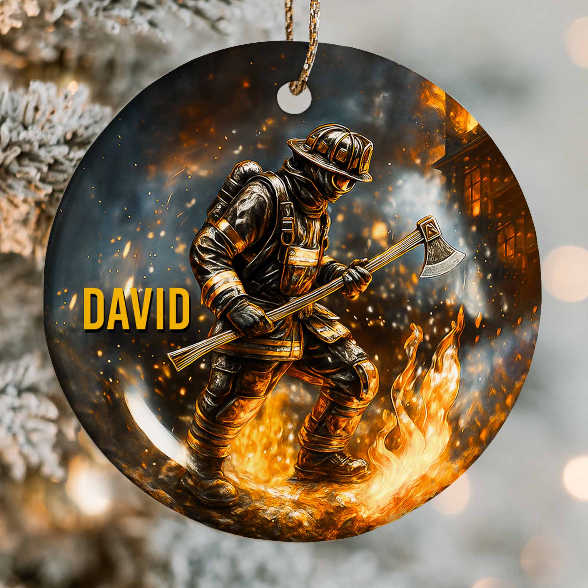 Honor Our Brave Firefighters Facing The Flames,Custom Ceramic Ornament ...