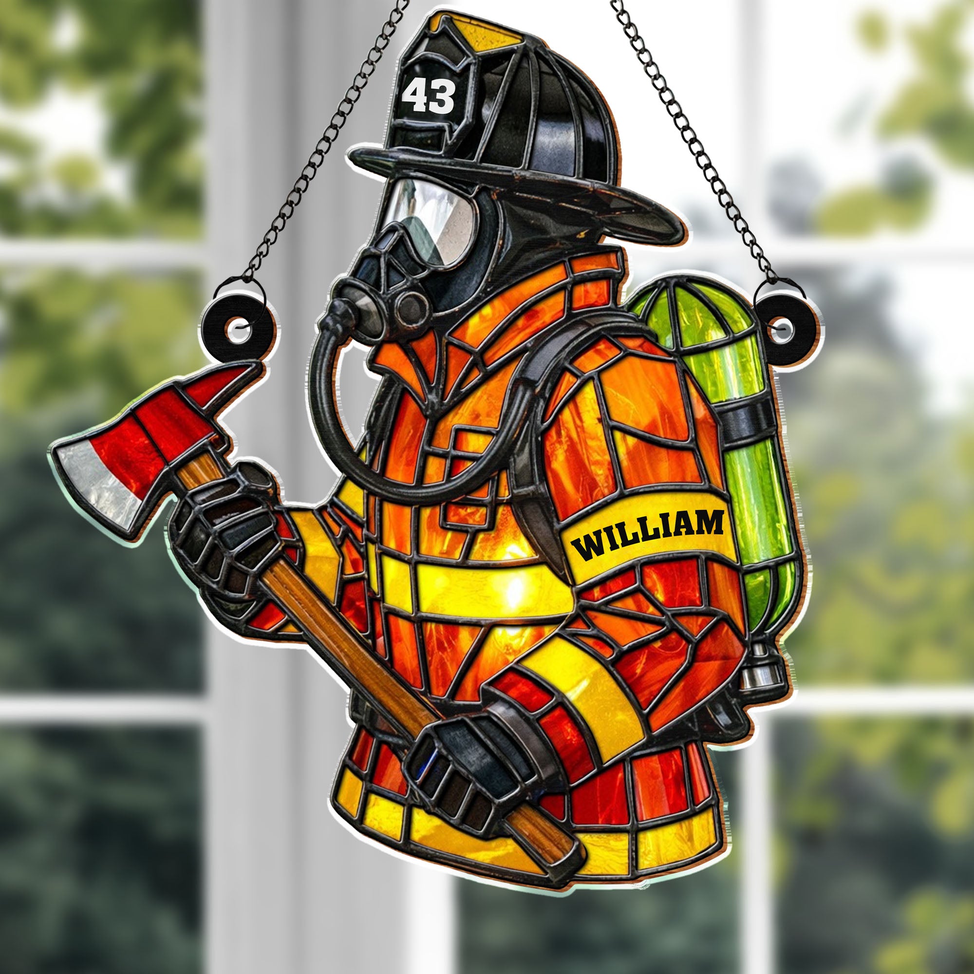 Honor Your Everyday Hero, Firefighter Themed Suncatcher, Gift for ...