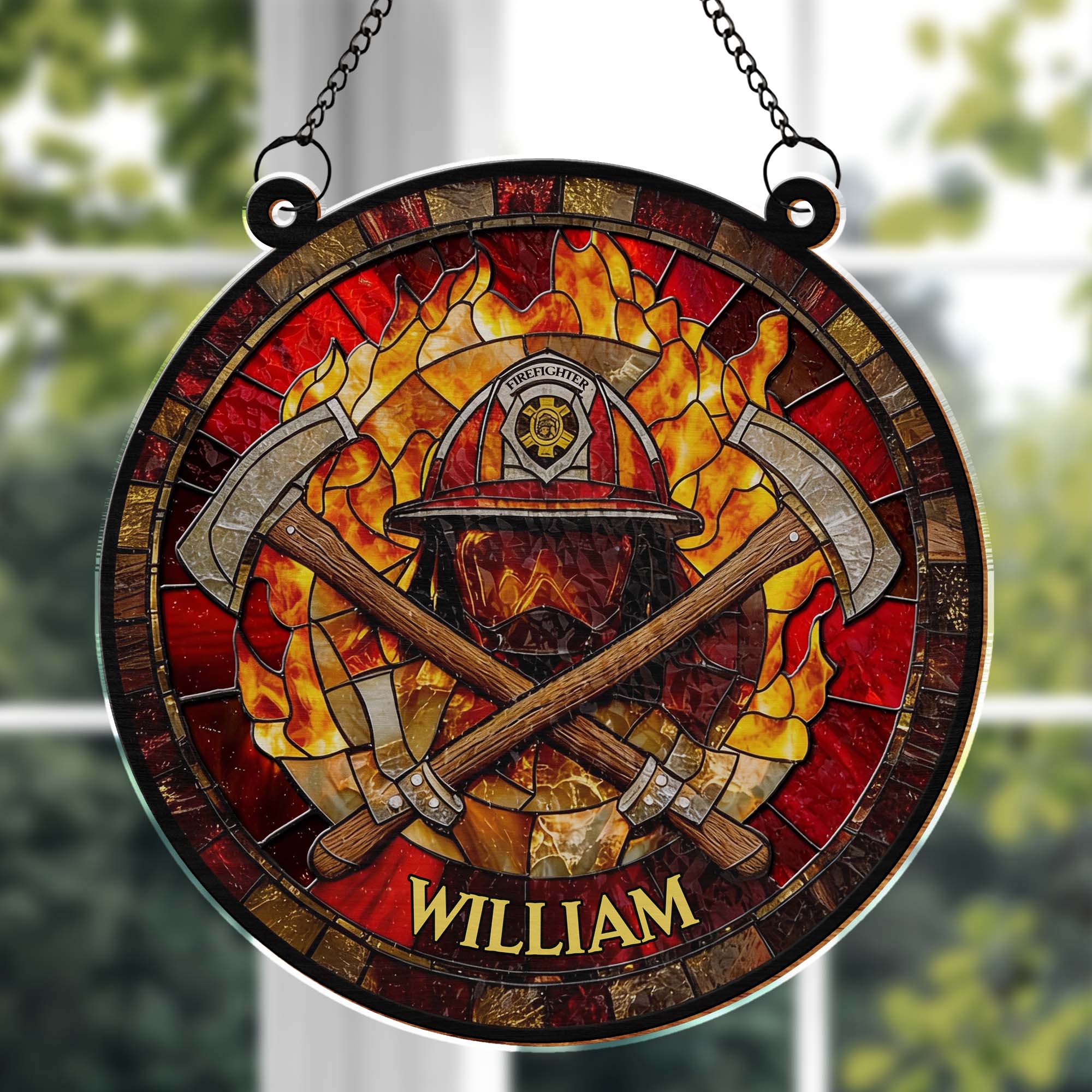 Tribute To Our Firefighting Heroes With Helmet and Axes, Personalized ...