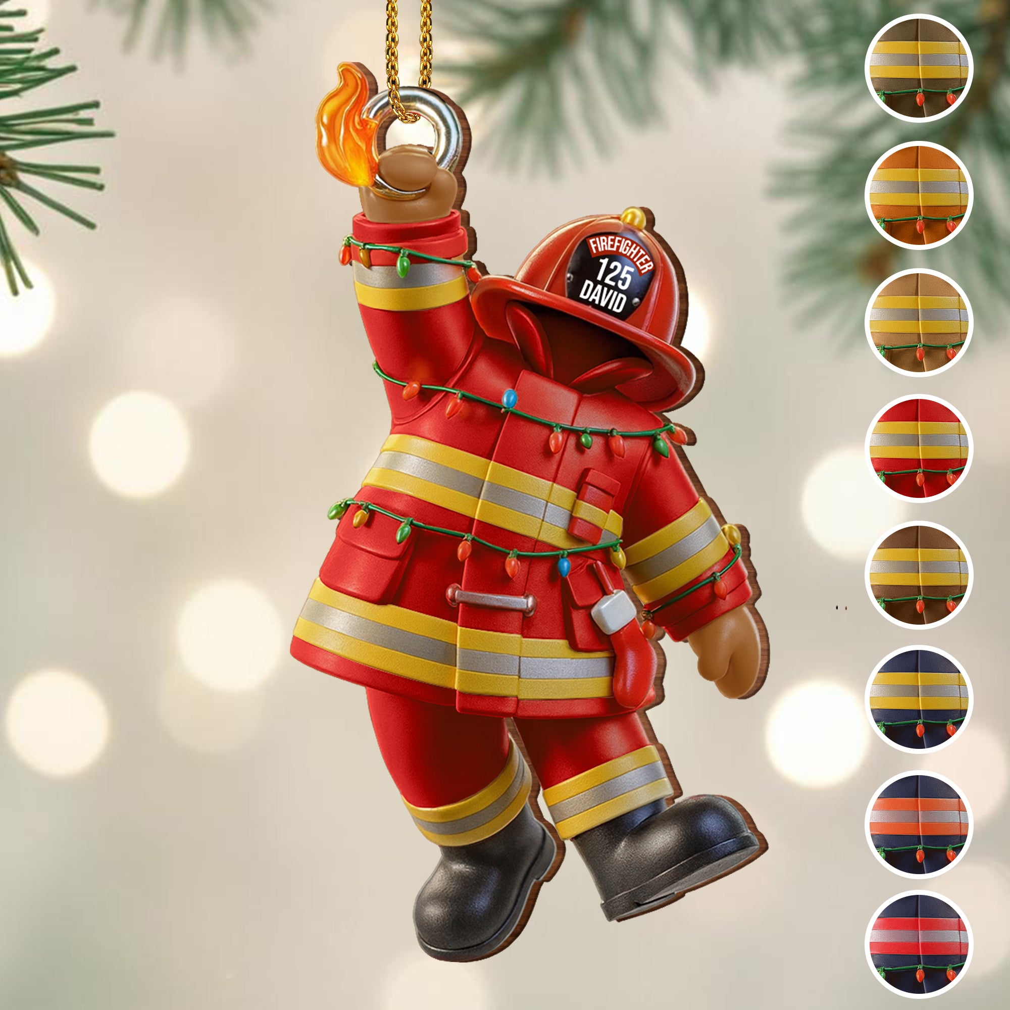 Celebrate Your Favorite Firefighter Festive Ornament, Personalized ...