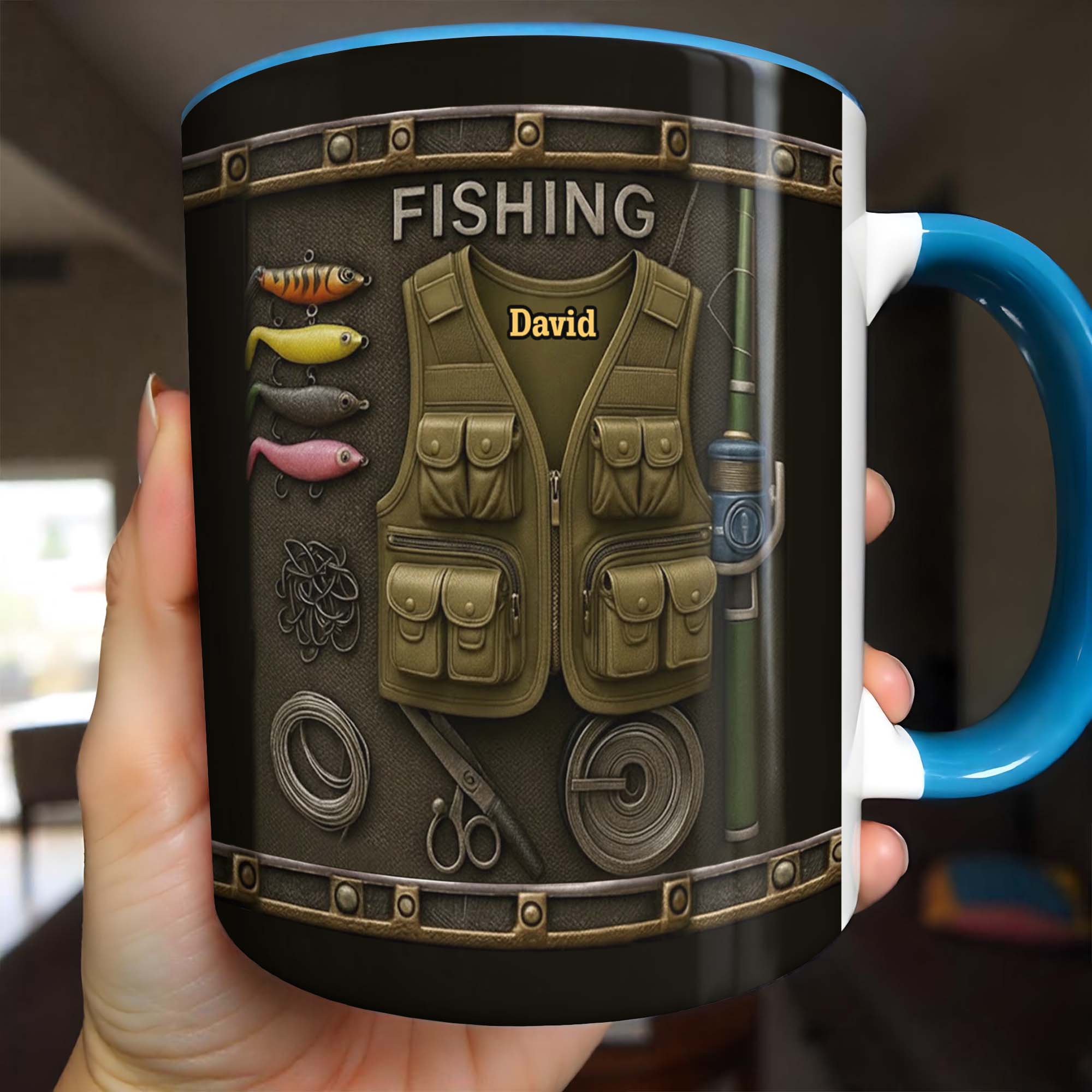 Customizable Fishing-Themed Design With Vest and Lures,Custom Accent ...