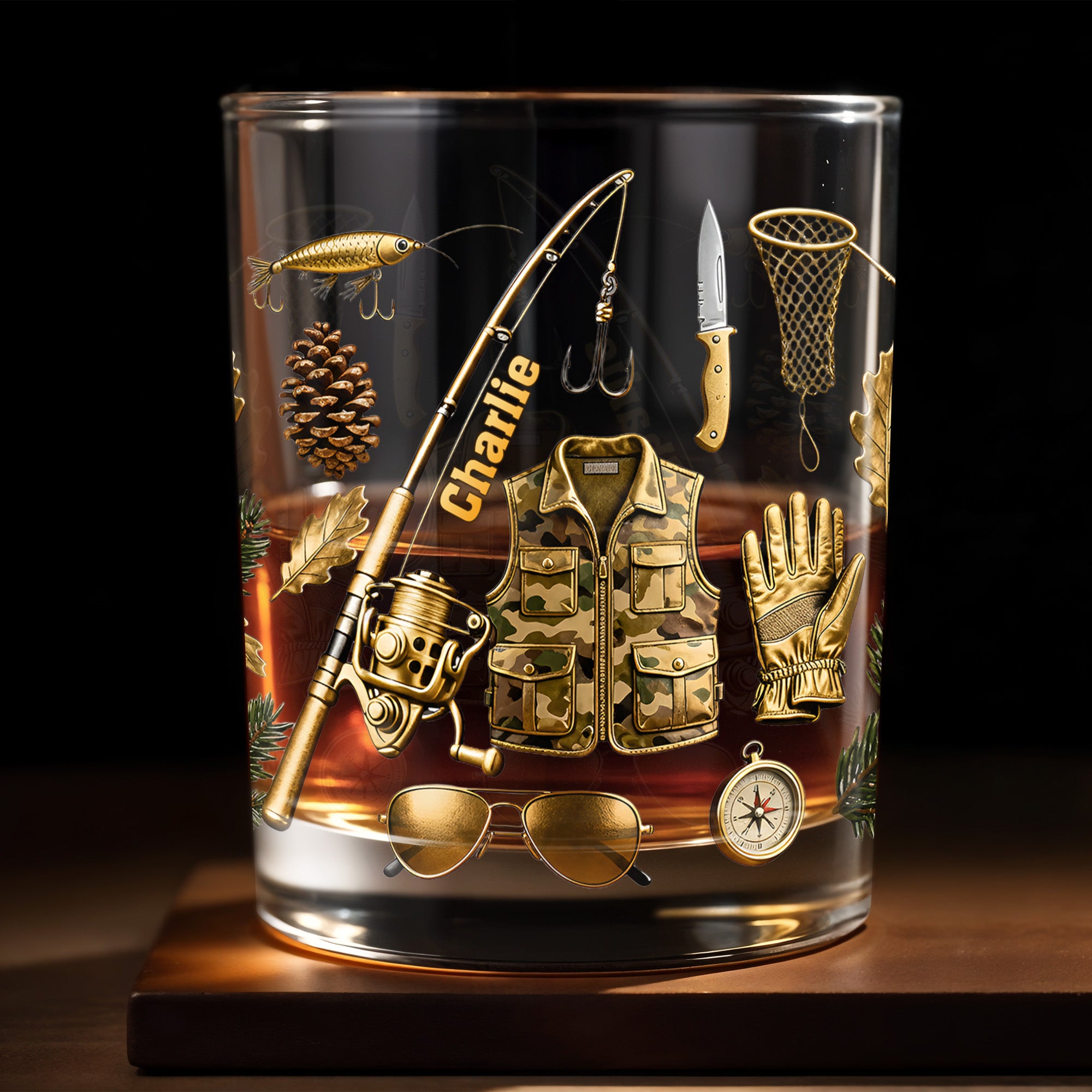Customizable Fishing Enthusiast's Whiskey Glass,Personalized Custom ...
