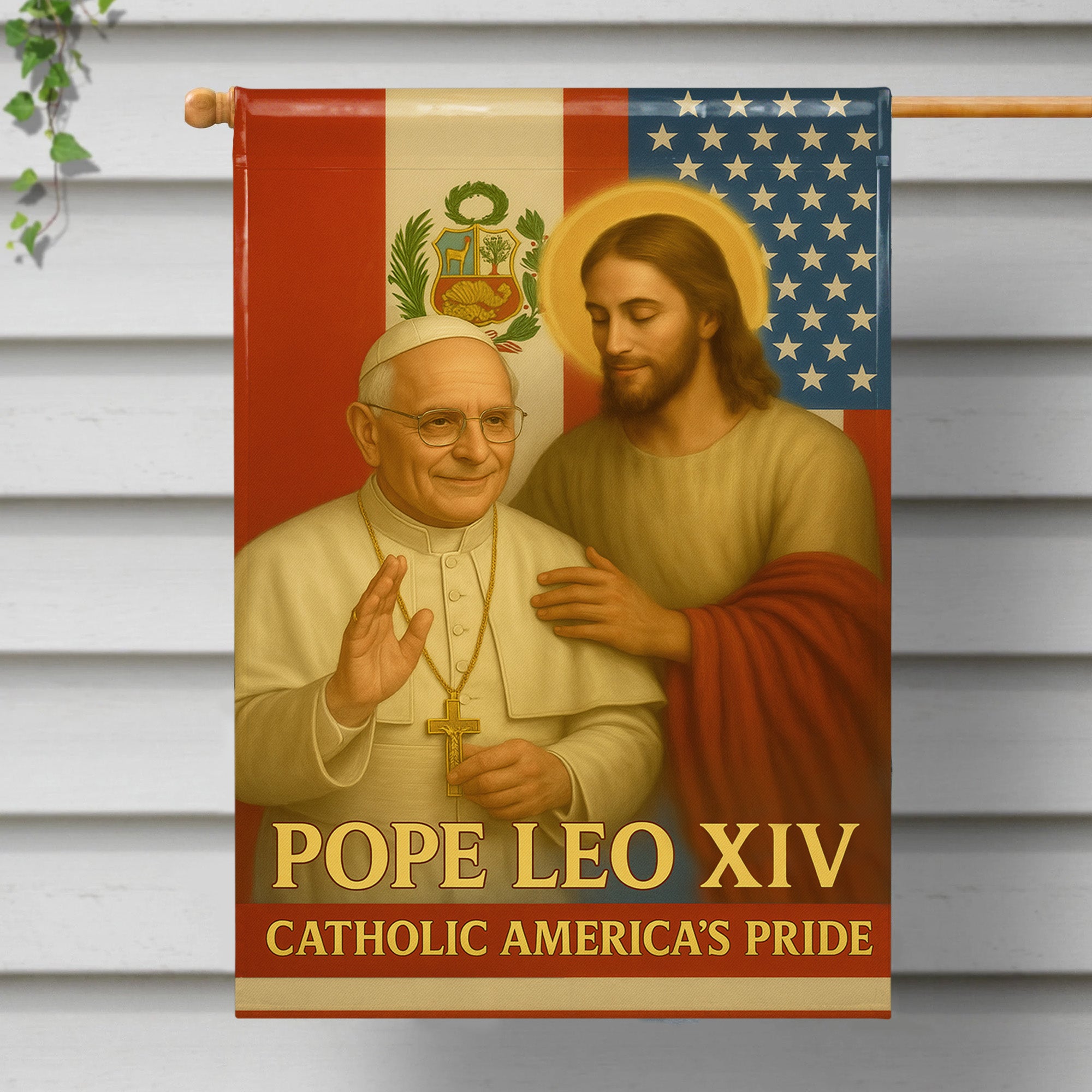 Pope Leo XIV Catholic America's Pride, Personalized Flag, Gift For ...