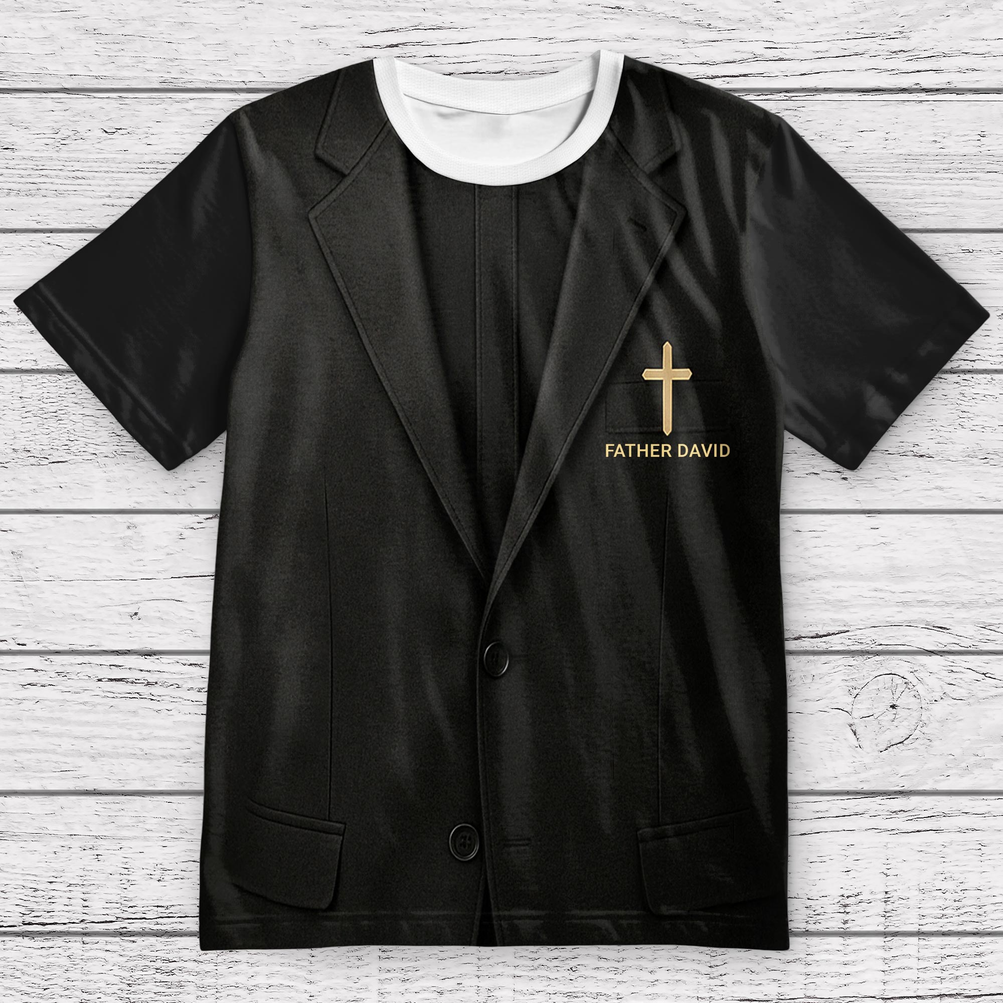 Father David T-Shirt With Cross And Suit Design, Personalized Custom ...