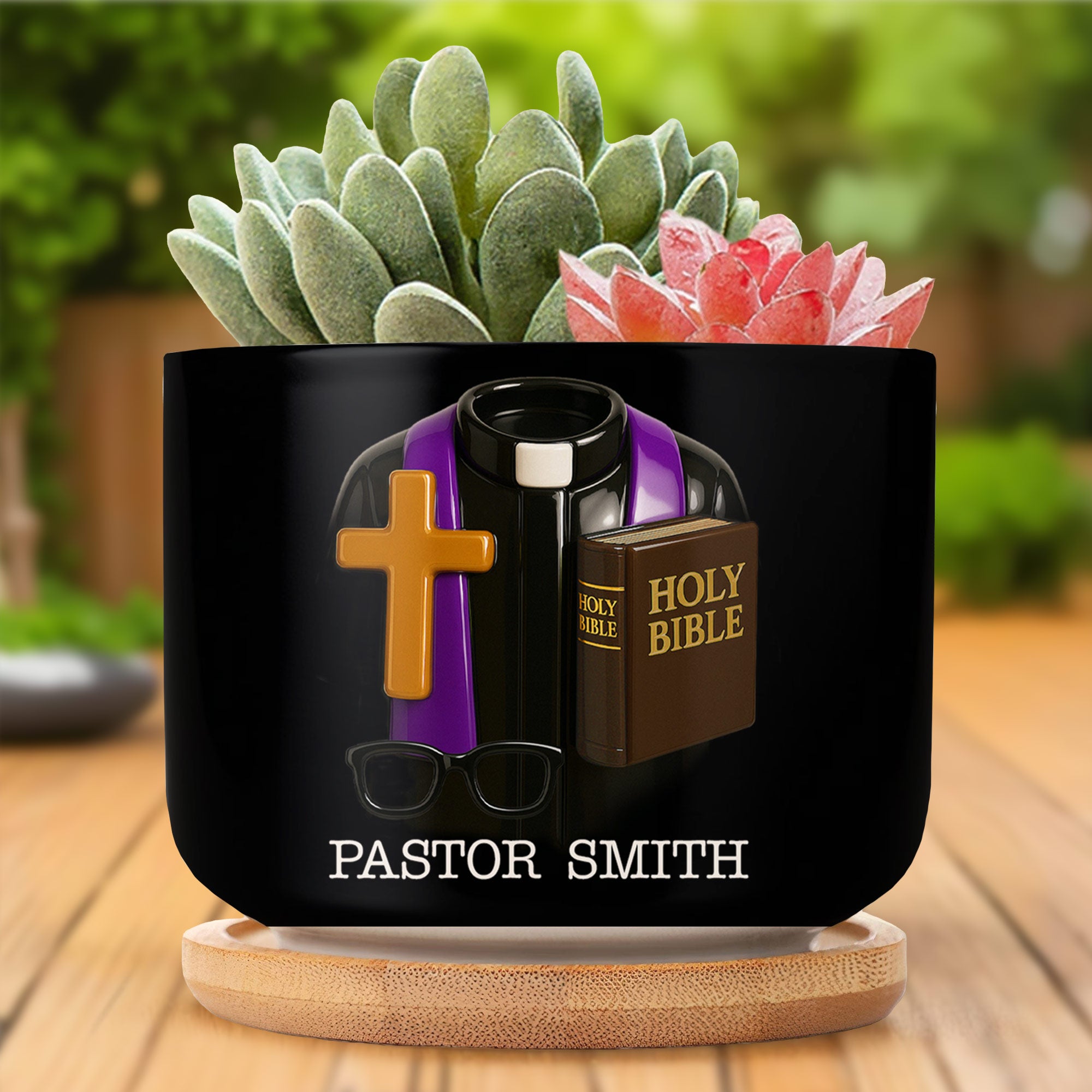 Pastor Smith, Cross, Holy Bible, And Glasses, Personalized Ceramic ...