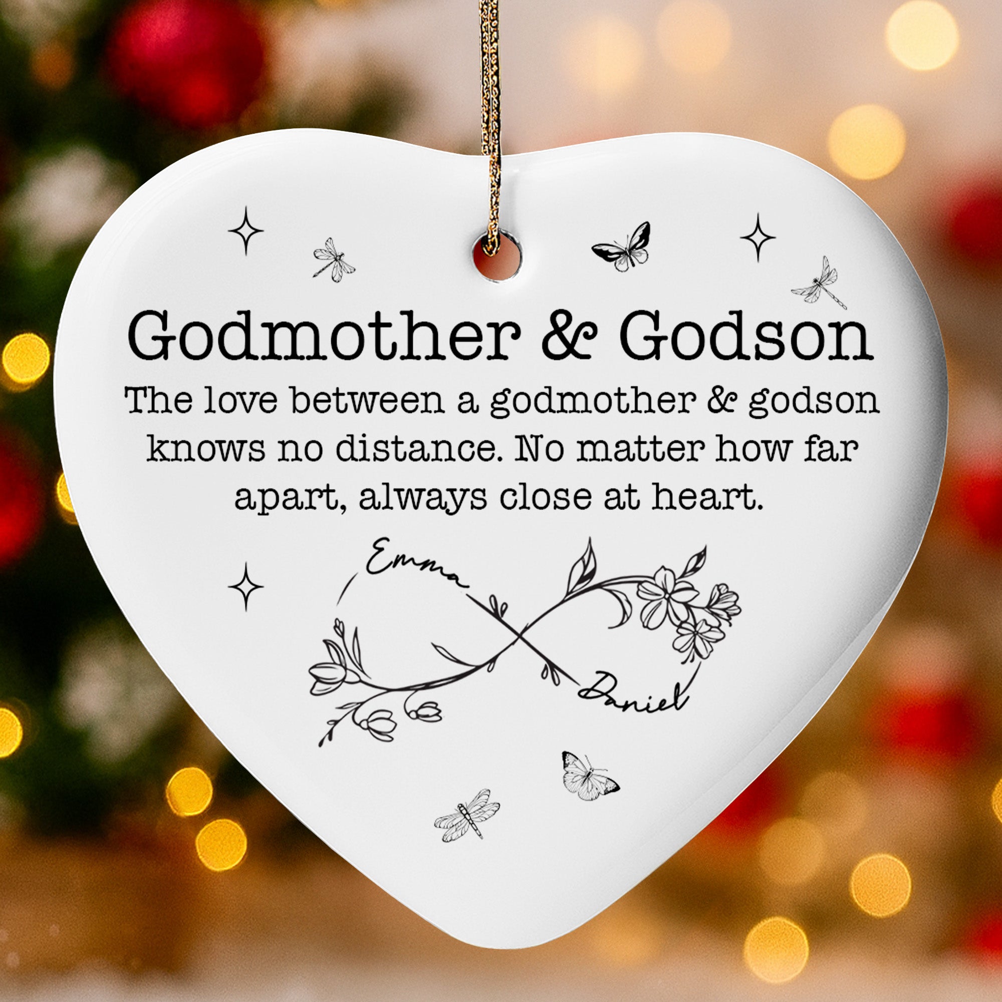 Love Between Godmother And Godson, Flowers And Butterflies, Heart ...