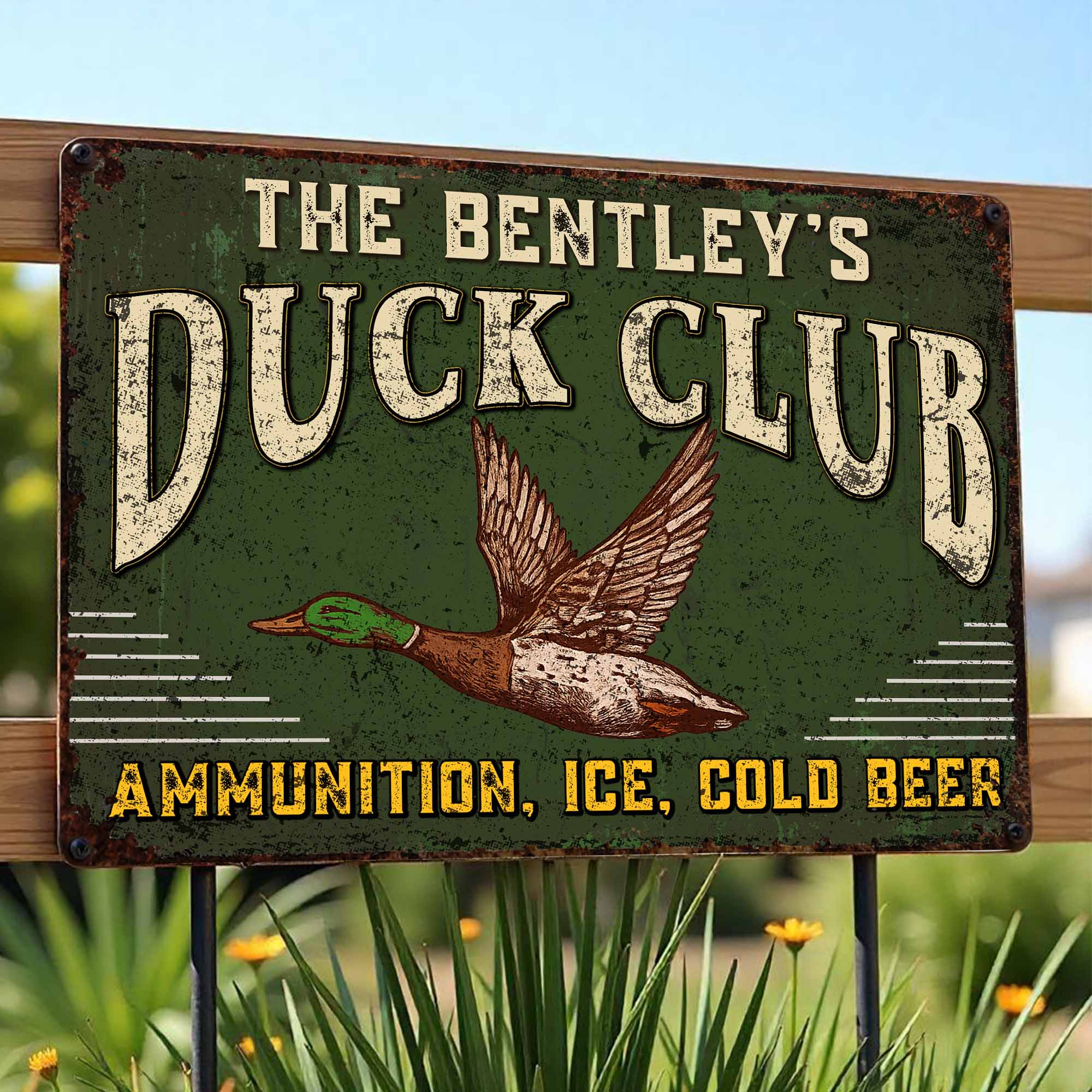 The Duck Club Ammunition Ice Cold Beer, Personalized Metal Sign, Gift ...