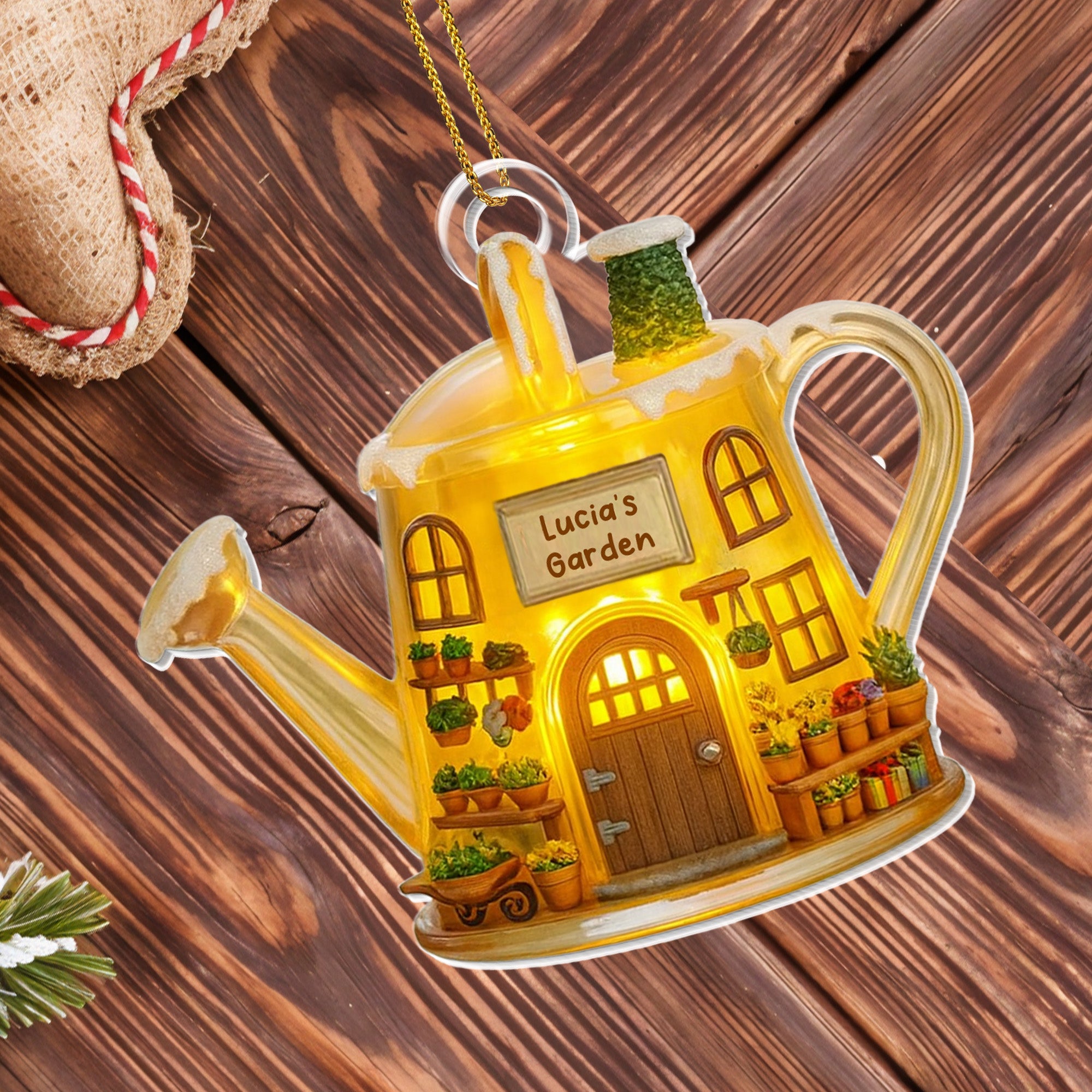 Lucia's Garden Watering Can With Plants Design,Personalized Custom ...