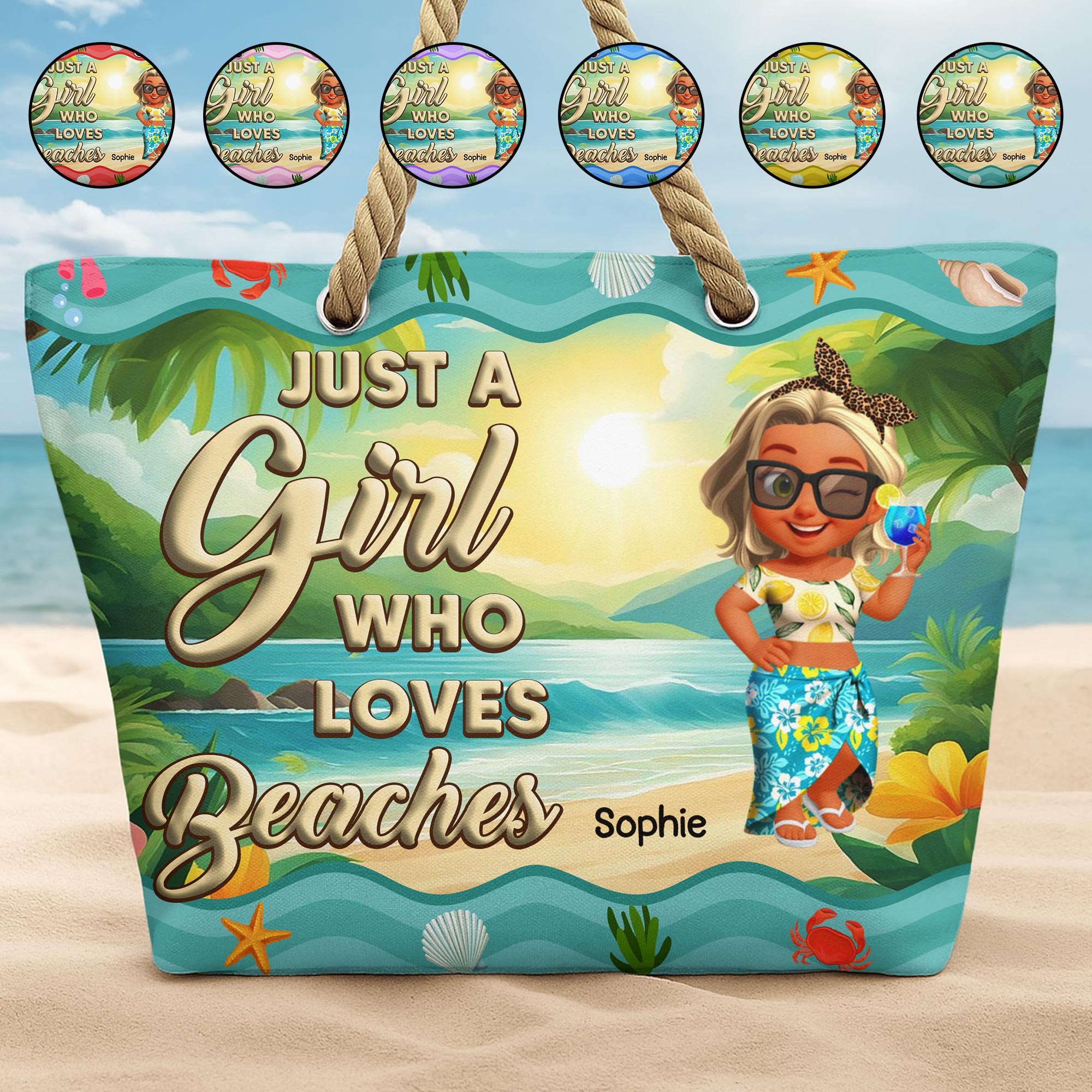 Just A Girl Who Loves Beaches, Tropical Flowers, Personalized Beach Bag ...