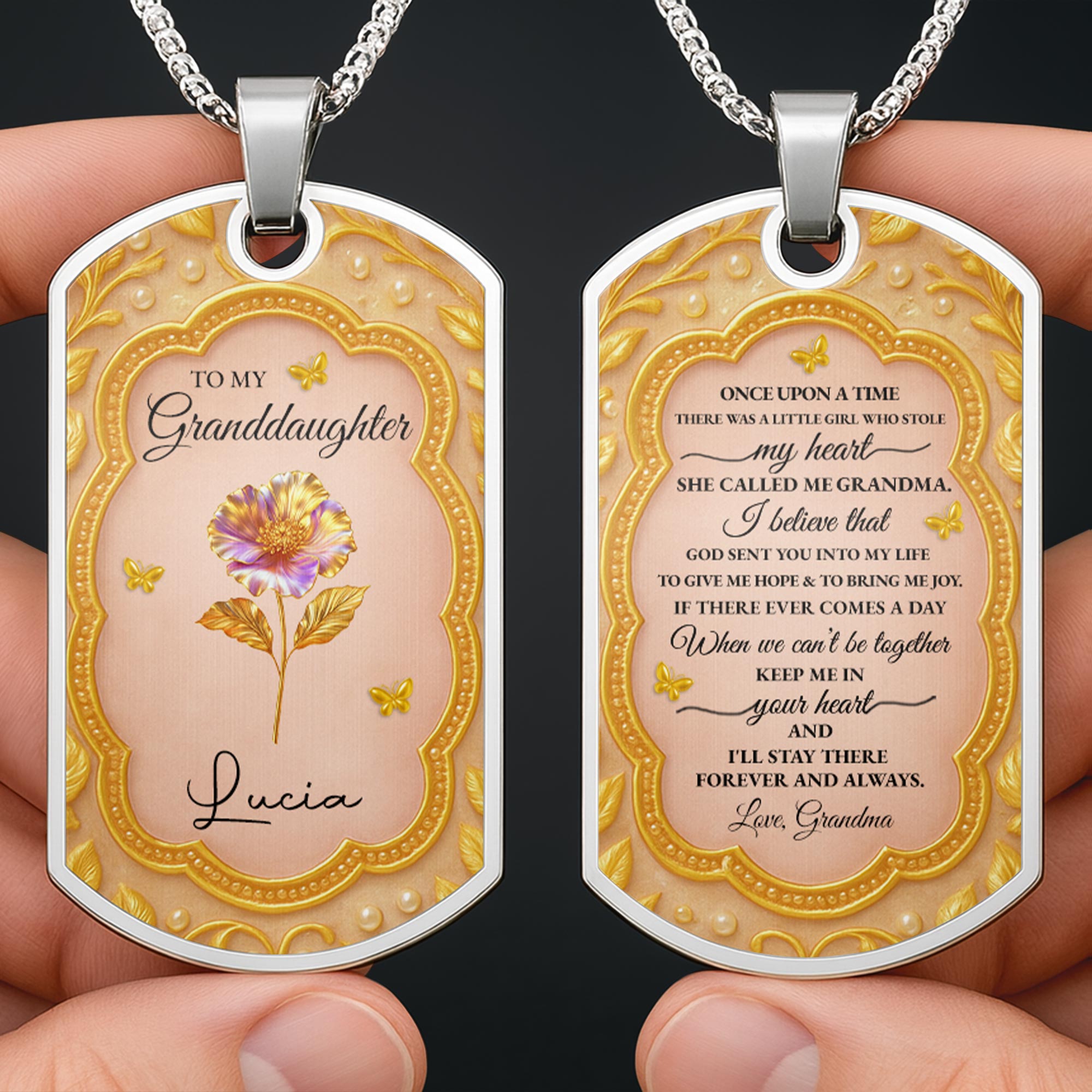 To My Granddaughter, Once Upon A Time, Custom Dog Tag Necklace, Gift ...