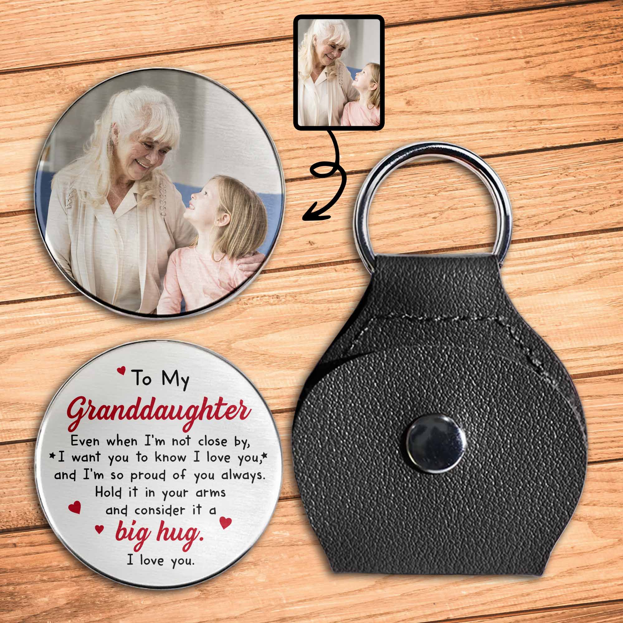 To My Granddaughter, Hold It In Your Arms Big Hug,Custom Pocket Hug ...