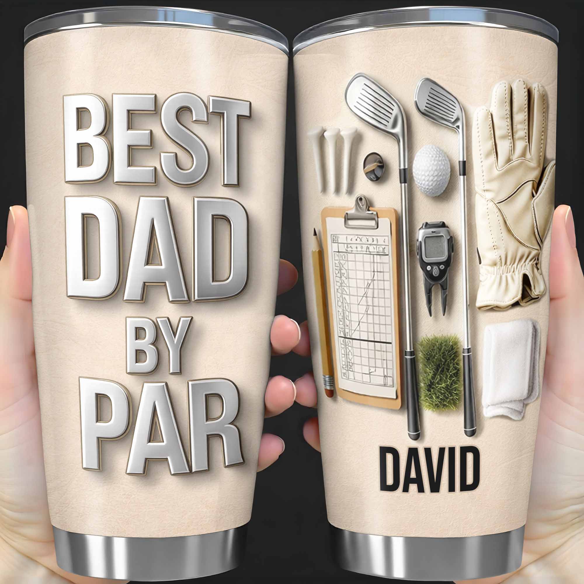 Best Dad By Par With Golf Equipment and Glove, Stainless Steel Tumbler ...