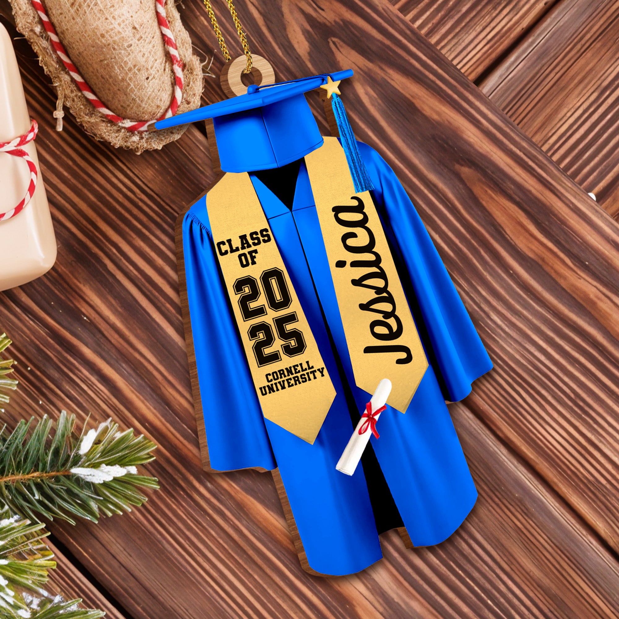 Class Of [Year], Graduation Robe And Cap, Custom Wood Ornament, Gift ...
