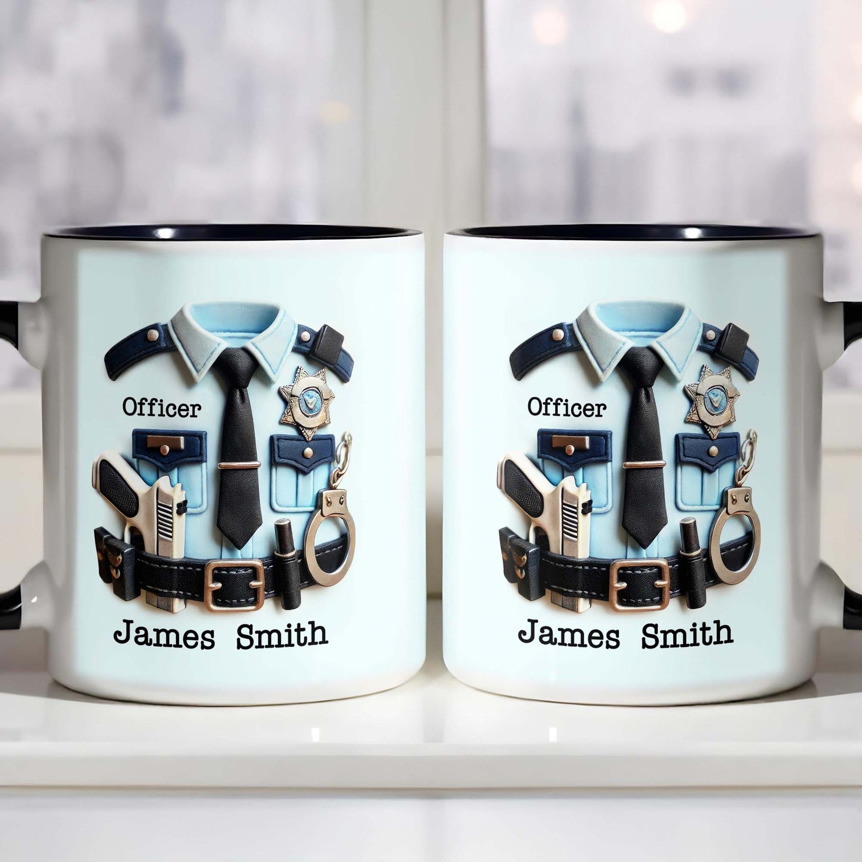 Officer Police Uniform and Accessories Custom Accent Mug, Personalized ...