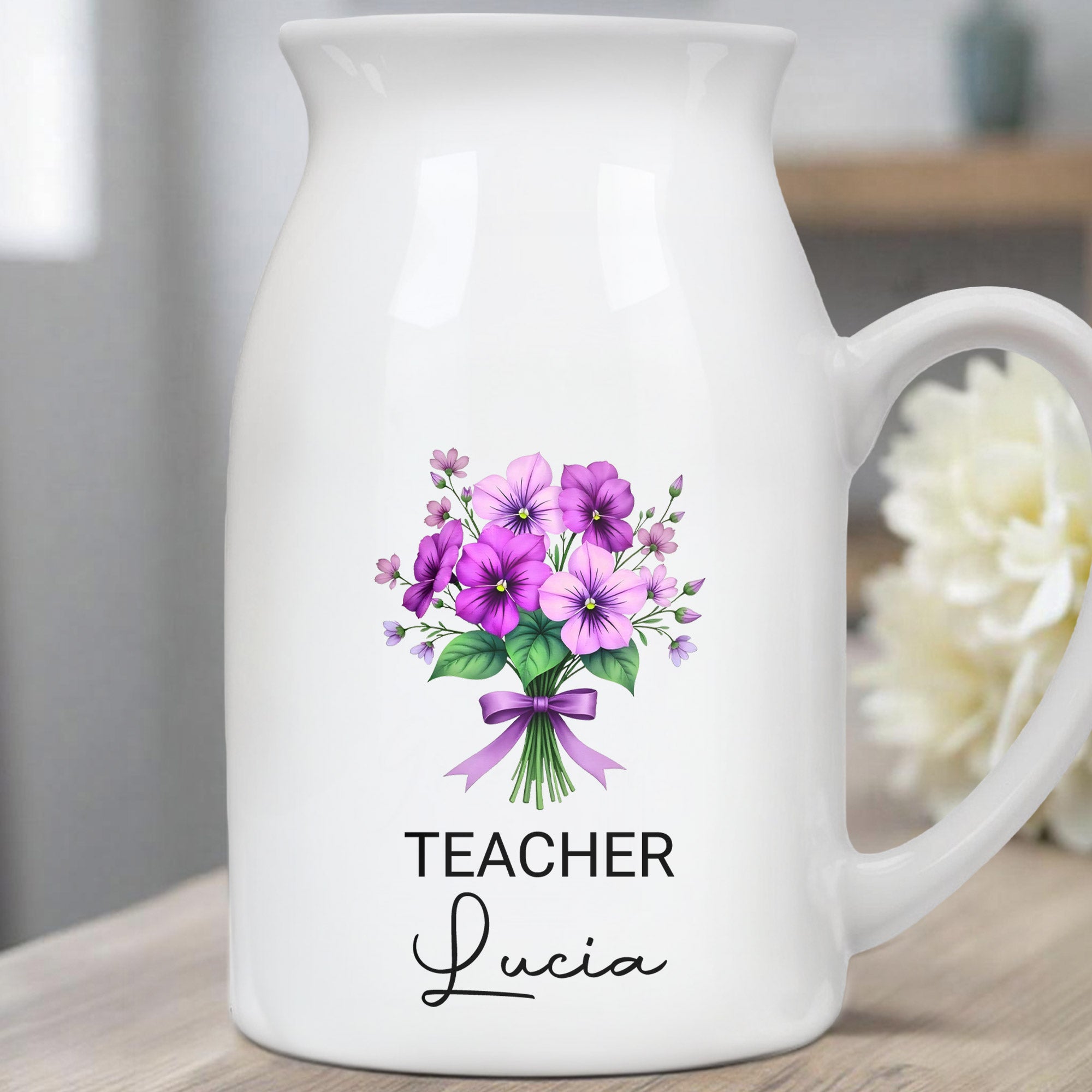Customized Vase With Beautiful Floral Arrangement, Personalized Ceramic ...