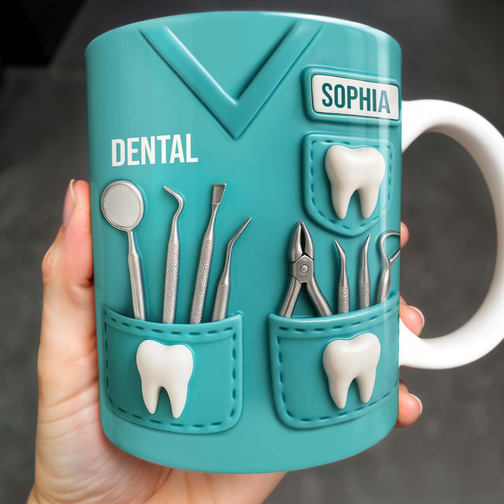 Dental Coffee Mug Featuring Dental Equipment Designs, Personalized ...