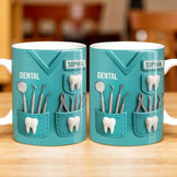 Dental Coffee Mug Featuring Dental Equipment Designs, Personalized ...