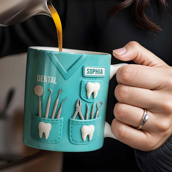 Dental Coffee Mug Featuring Dental Equipment Designs, Personalized ...