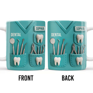 Dental Coffee Mug Featuring Dental Equipment Designs, Personalized ...