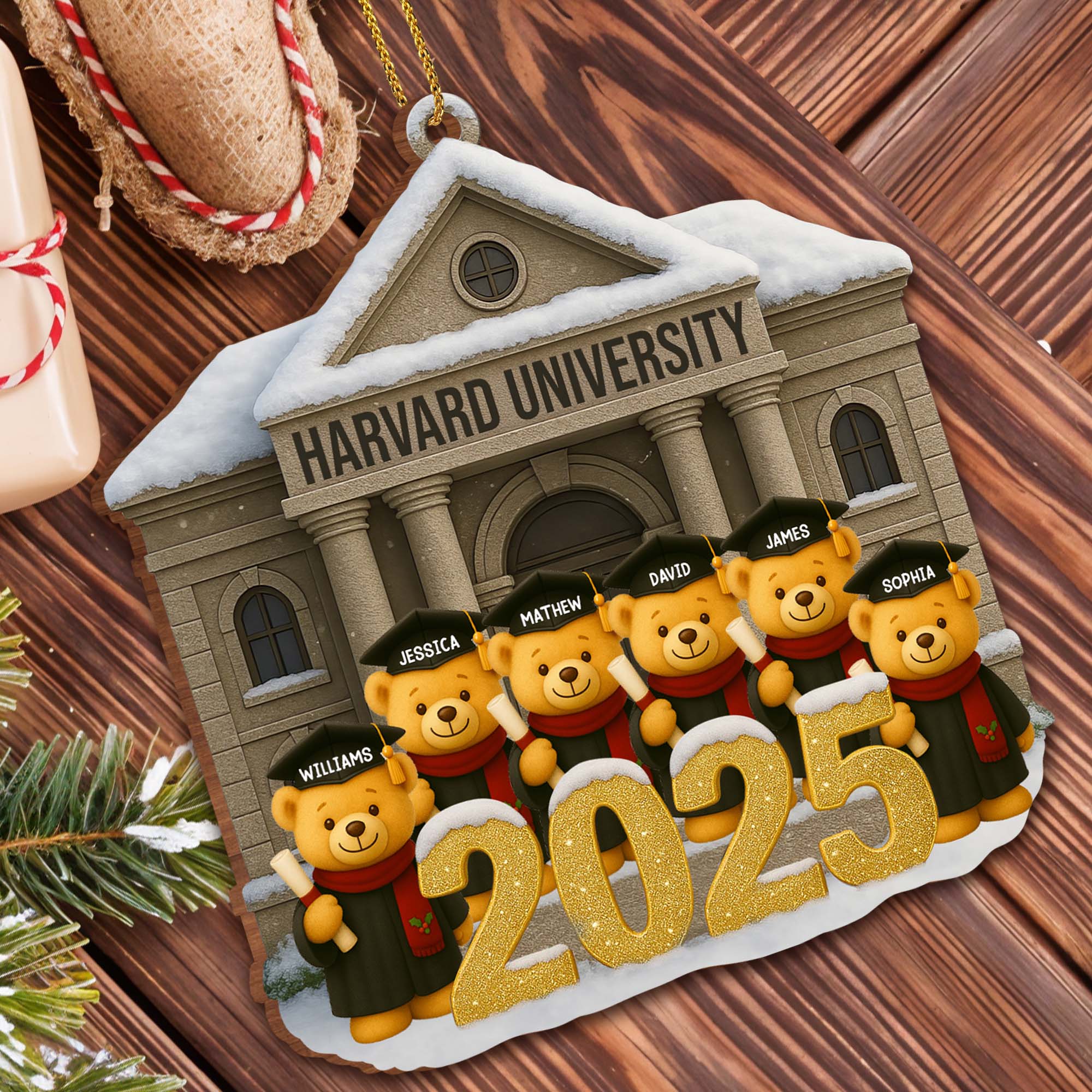 Celebrate Your Harvard Journey, Personalized Wood Ornament, Gift for ...