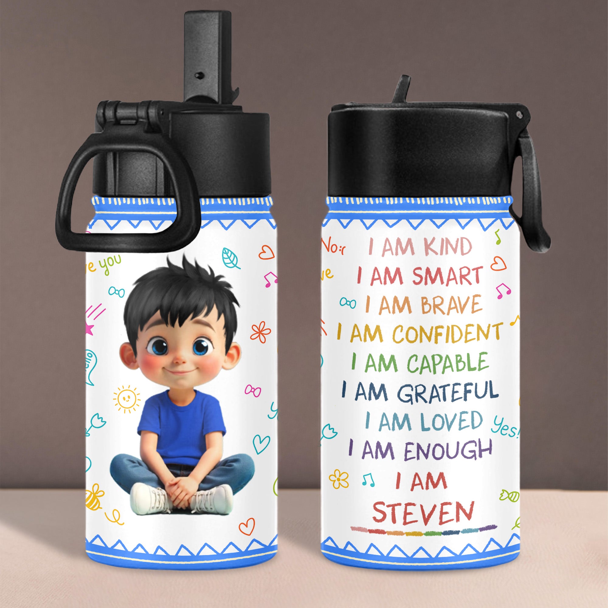I Am Kind, I Am Smart, Inspirational Cartoon Boy, Personalized Kids ...
