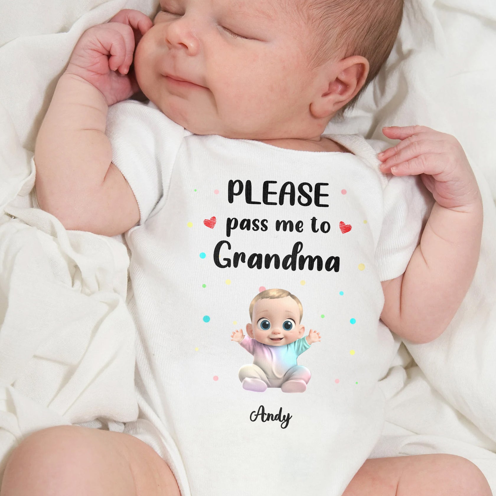 Please Pass Me To Grandma, Baby And Colorful Dots, Personalized Custom ...