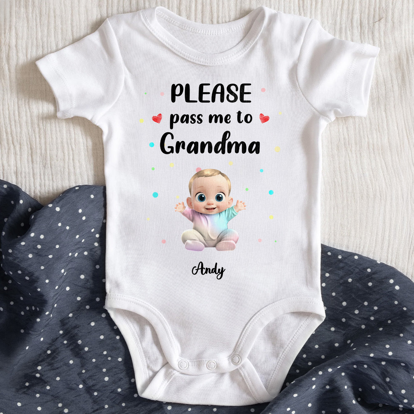 Please Pass Me To Grandma, Baby And Colorful Dots, Personalized Custom ...