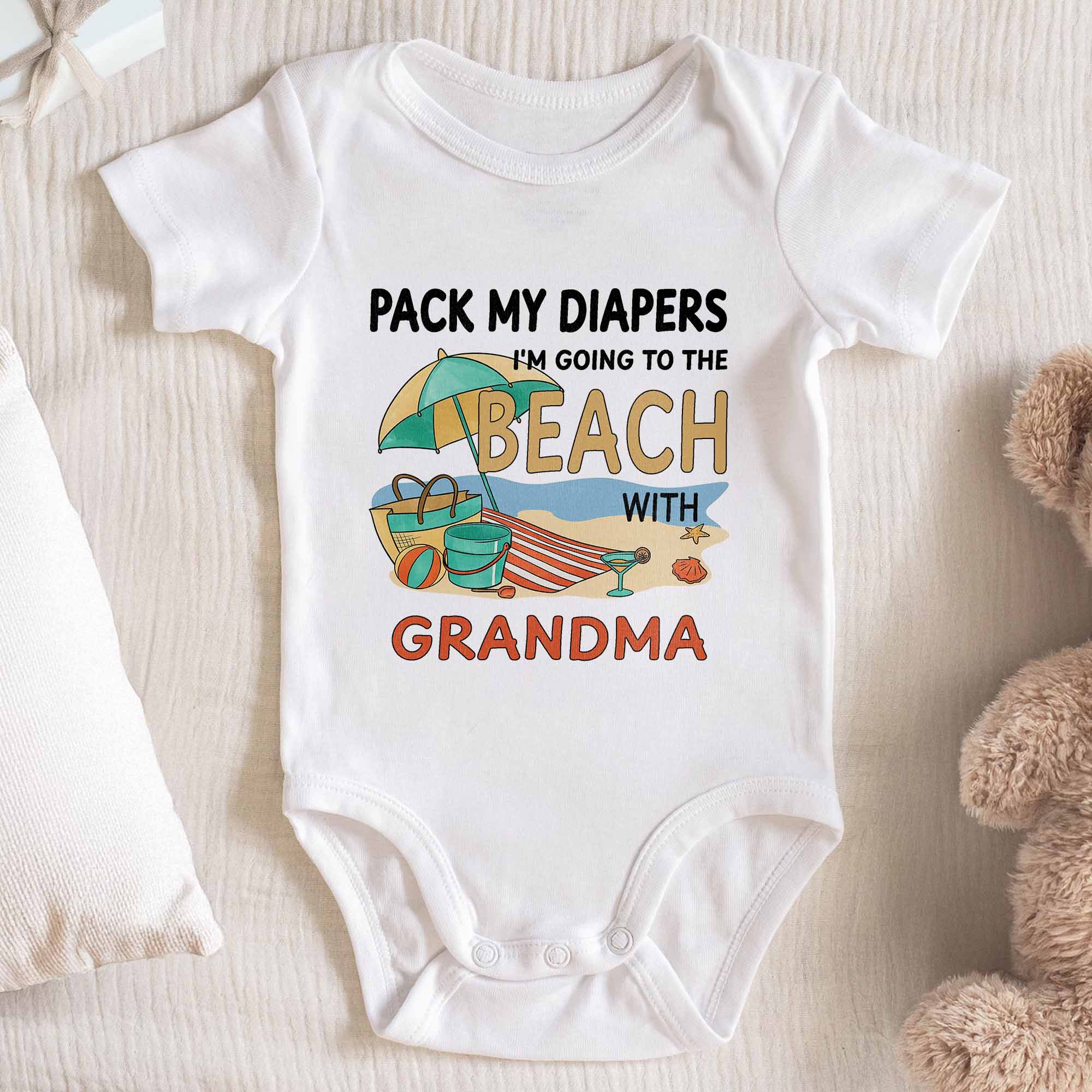 Pack My Diapers Going To The Beach, Personalized Baby Onesie, Gift For ...