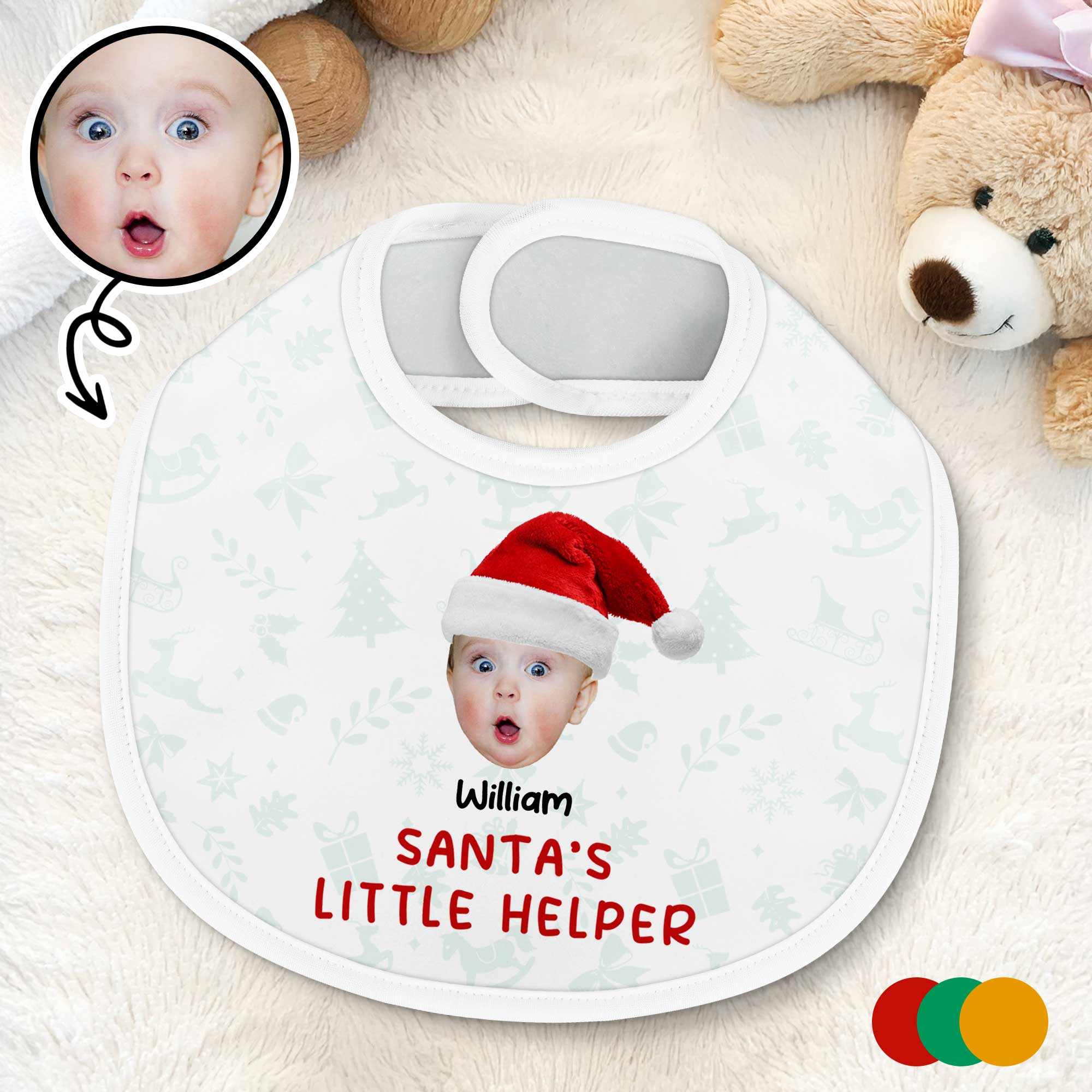 Santa's Little Helper Baby Christmas, Personalized Baby Bib, Gift For ...