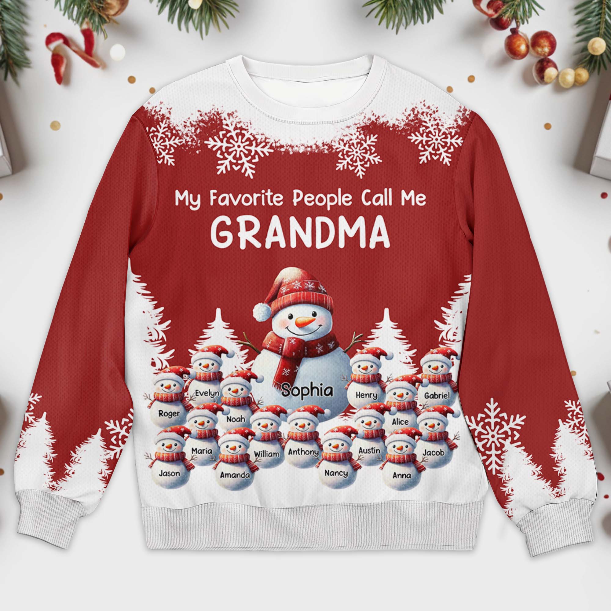 My Favorite People Called Me Grandma, Snowman and Snowflakes Design ...
