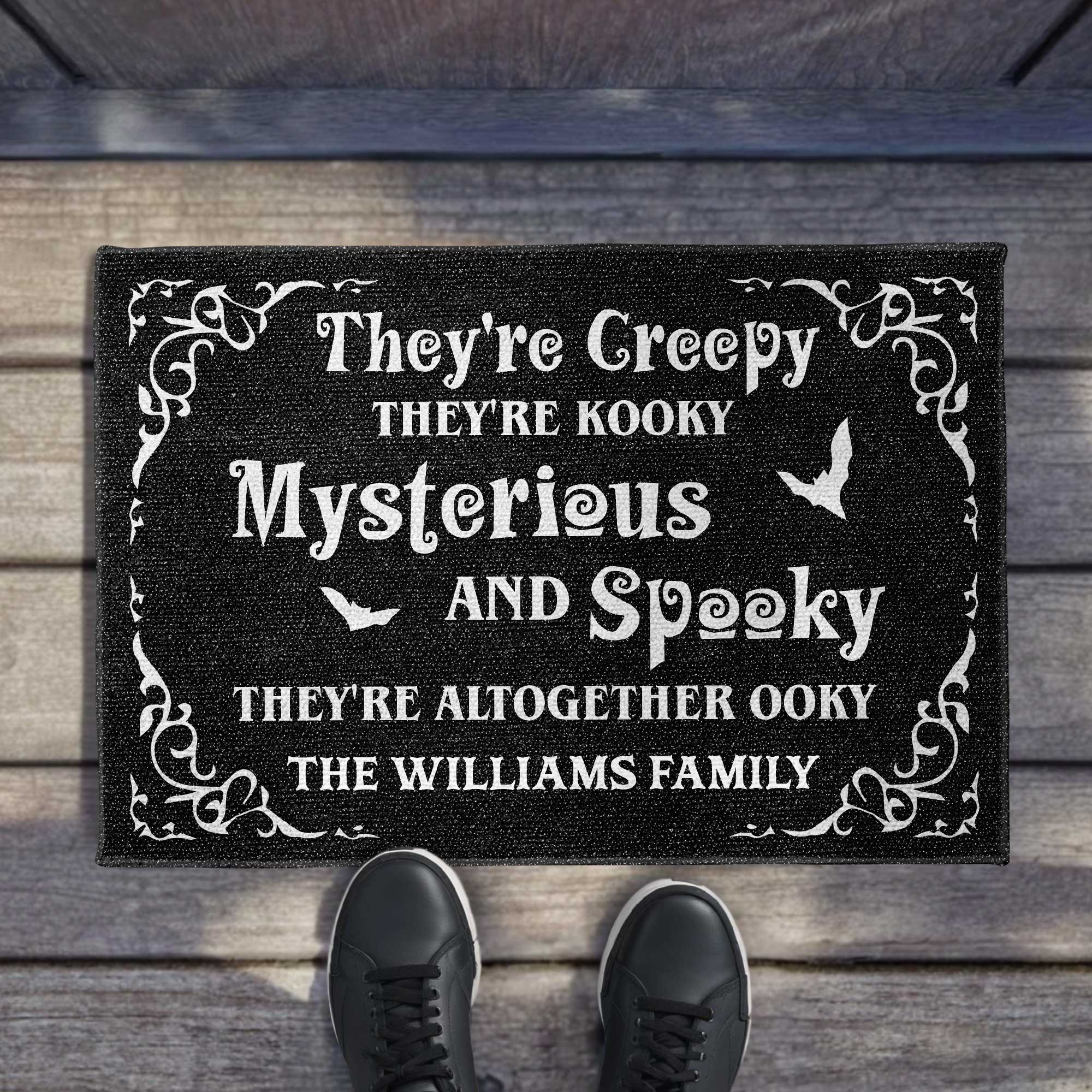 Creepy Kooky Mysterious Spooky Halloween Doormat, Personalized Custom ...