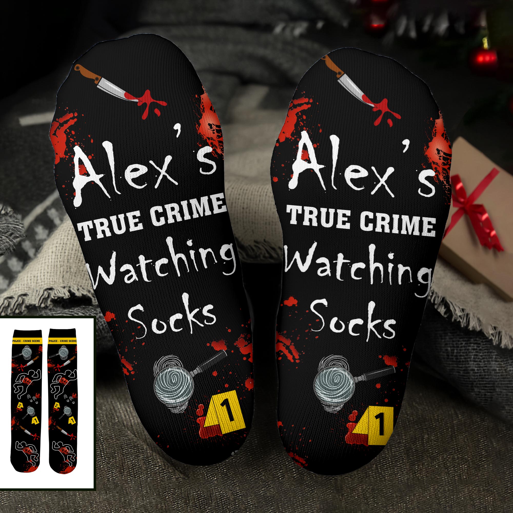 True Crime Watching Socks,Personalized Crew Socks,Gift For Mystery ...