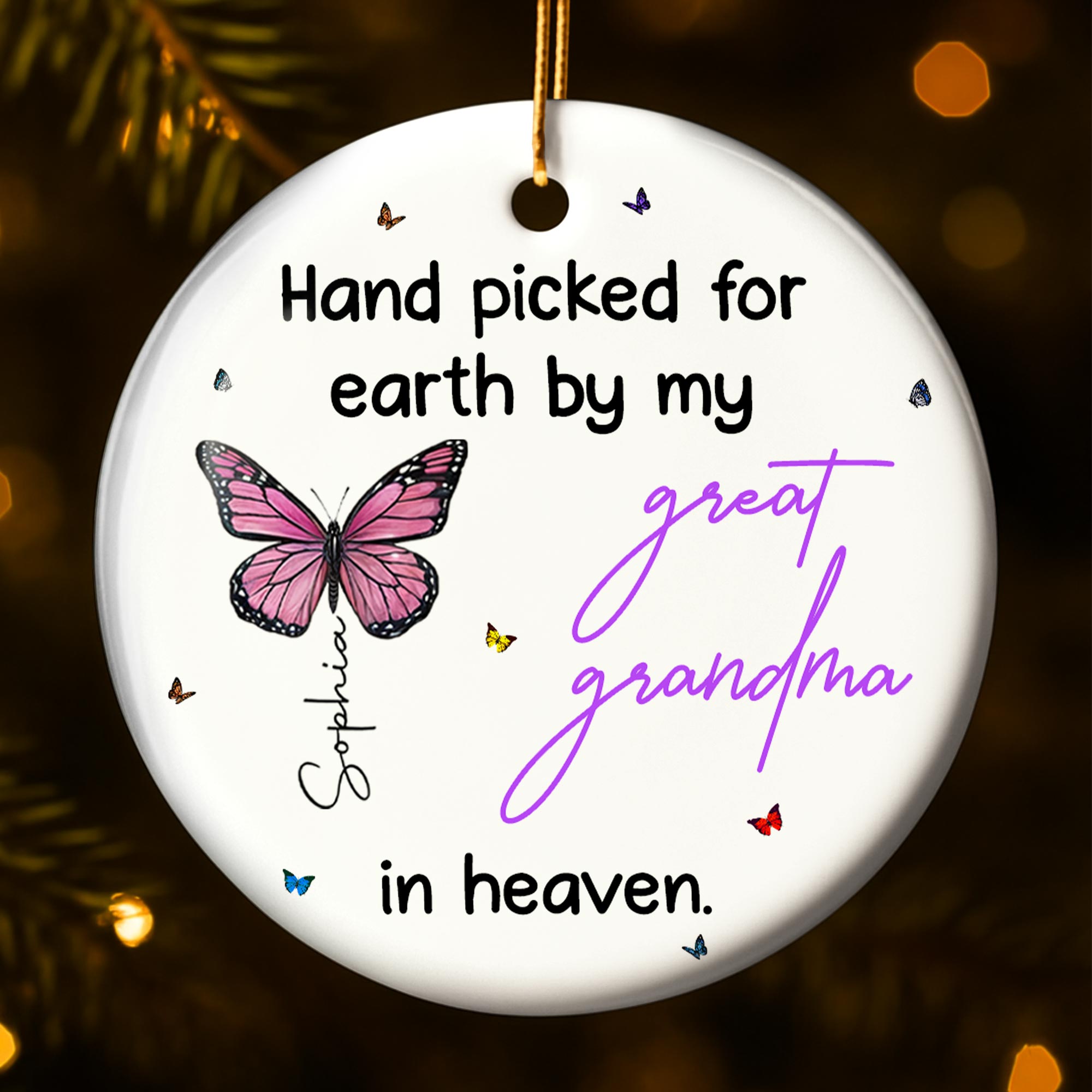 Hand Picked For Earth By My Great Grandma, Butterfly Ornament, Gift For ...