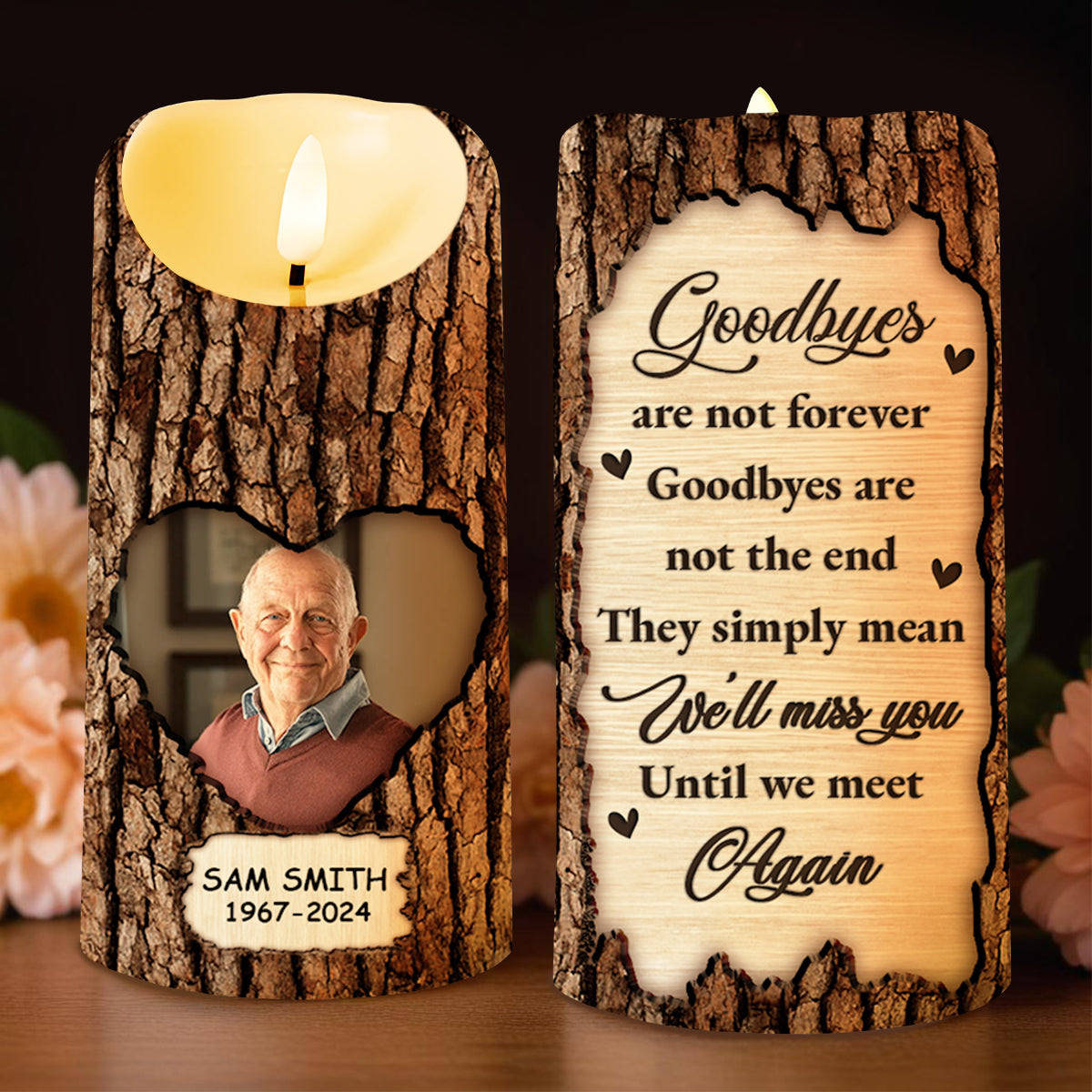 Goodbyes Are Not The End - Personalized Custom LED Candle, Memorial ...