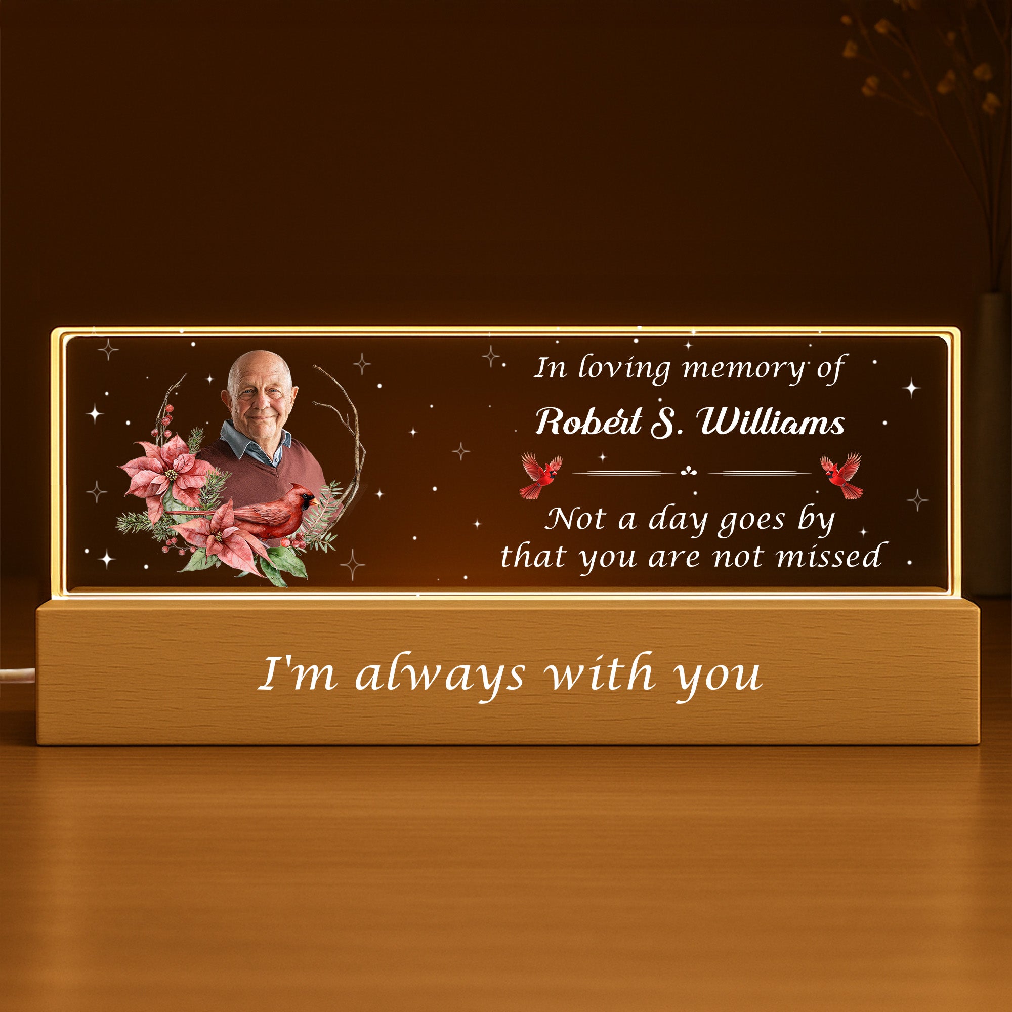 In Loving Memory Of Flowers and Stars Night Light, Personalized LED ...