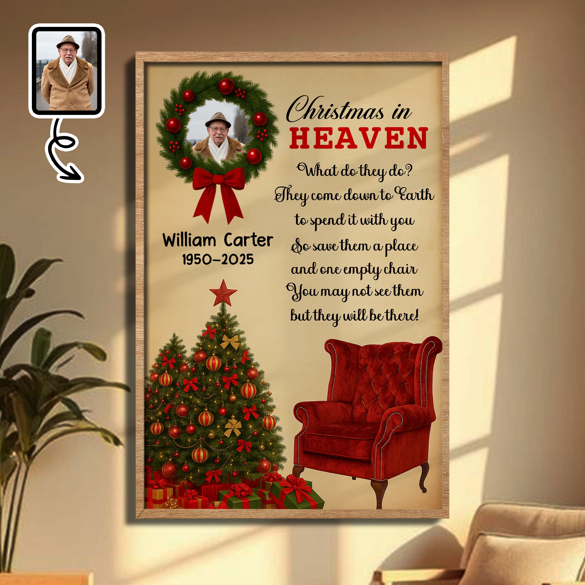 Christmas In Heaven, Save A Place And Empty Chair, Vertical Poster ...