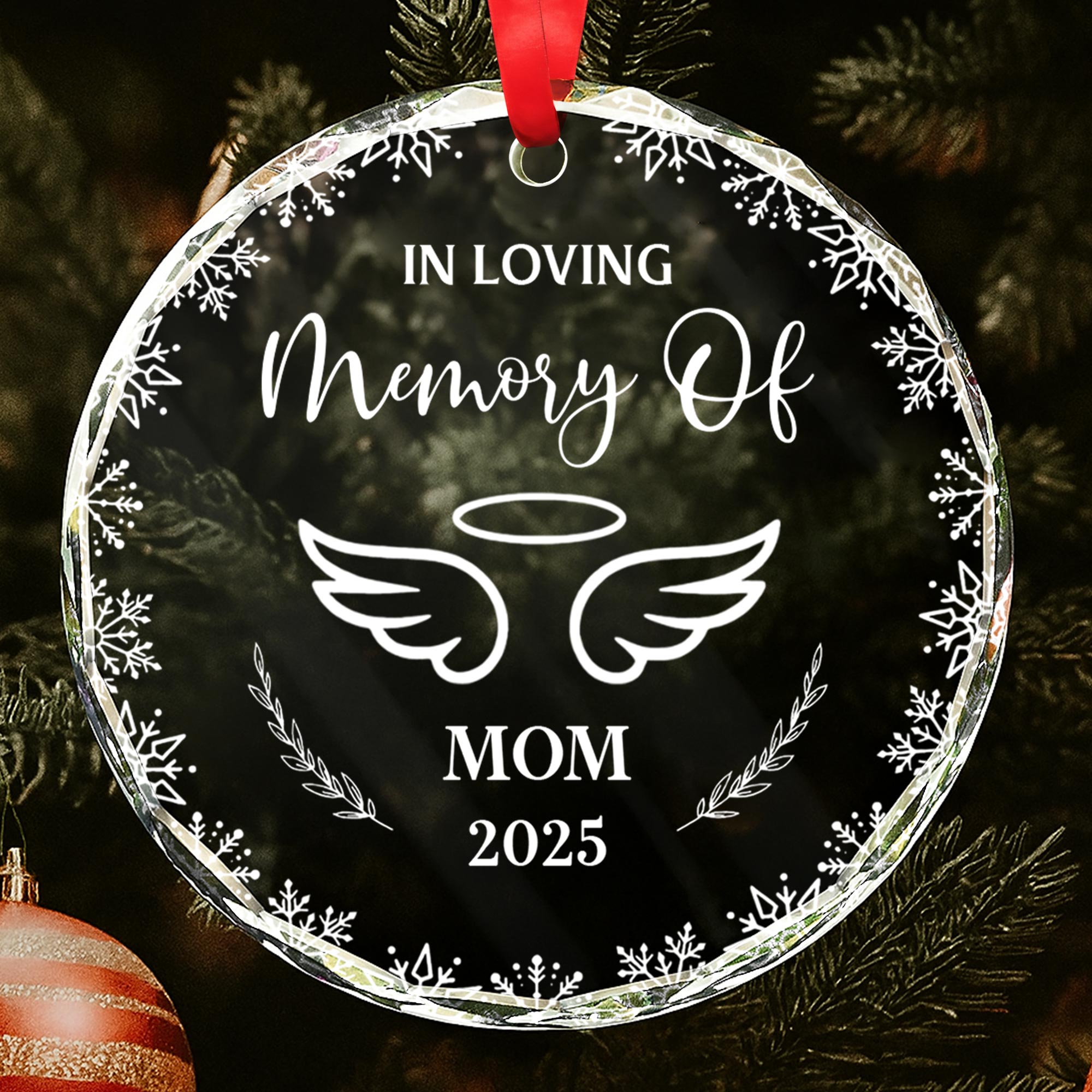 In Loving Memory Of With Wings And Floral Elements,Custom Circle Glass ...